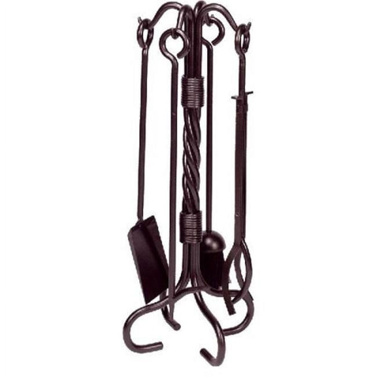Dagan AHF302 Wrought Iron Fireplace Tool Set with Twist Handles, Bronze ...