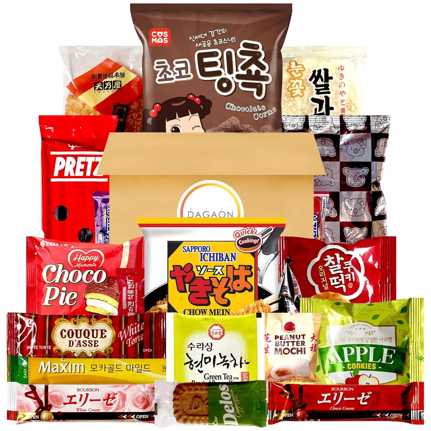 Dagaon Korean Japanese Snack Box 20 Count - Collection of Snacks ...