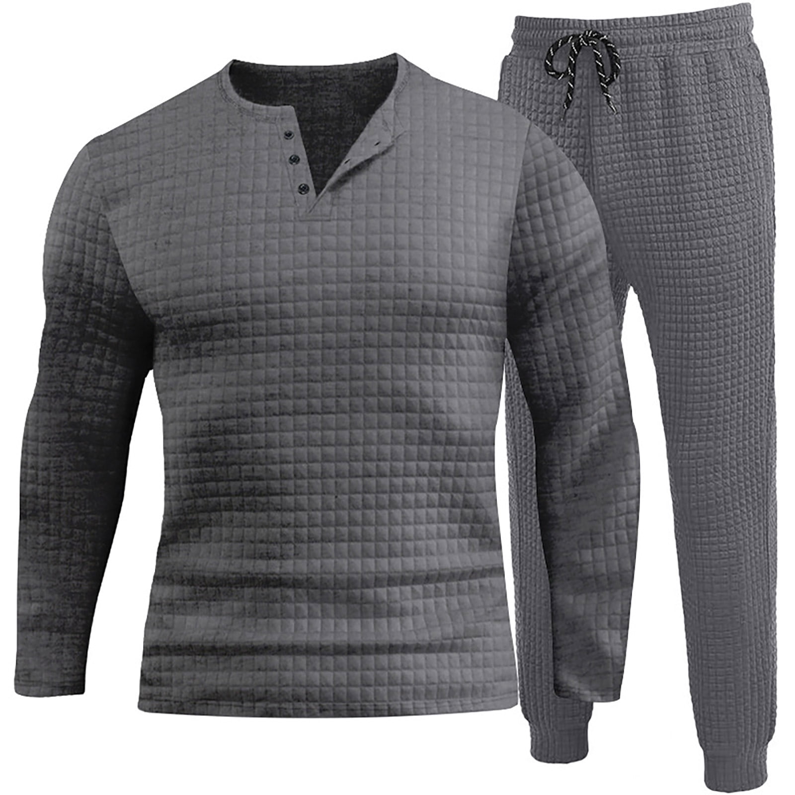Dagegui 2 Piece Outfit Sets for Men Cotton Linen Henley Shirt and Pant ...