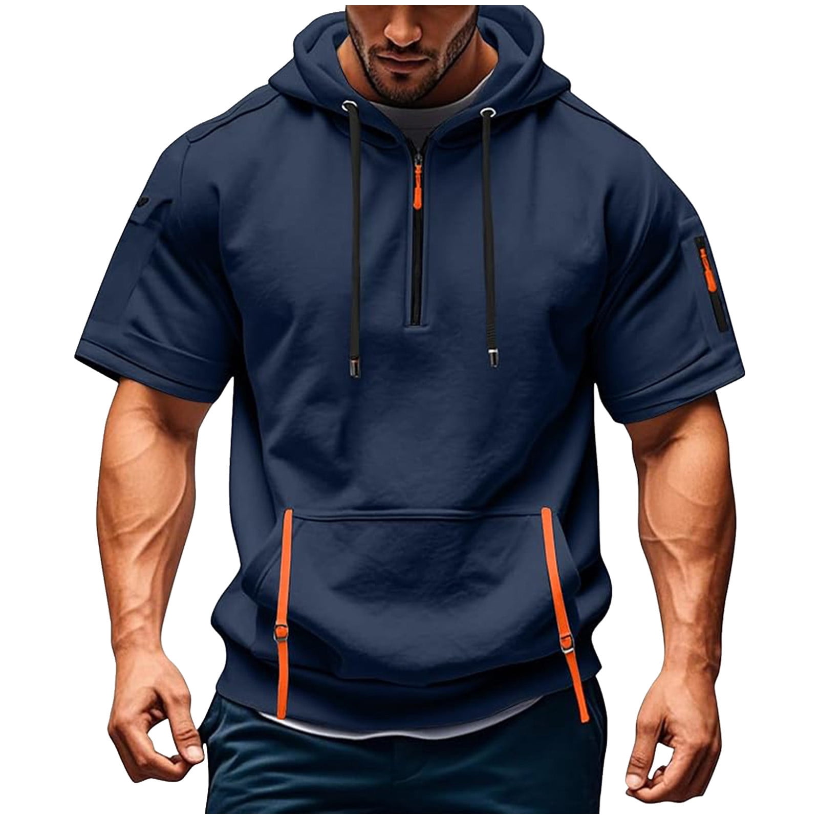 Dagegui Athletic Hoodies for Men 1/4 Zip Up Pullover Sweatshirt Navy ...