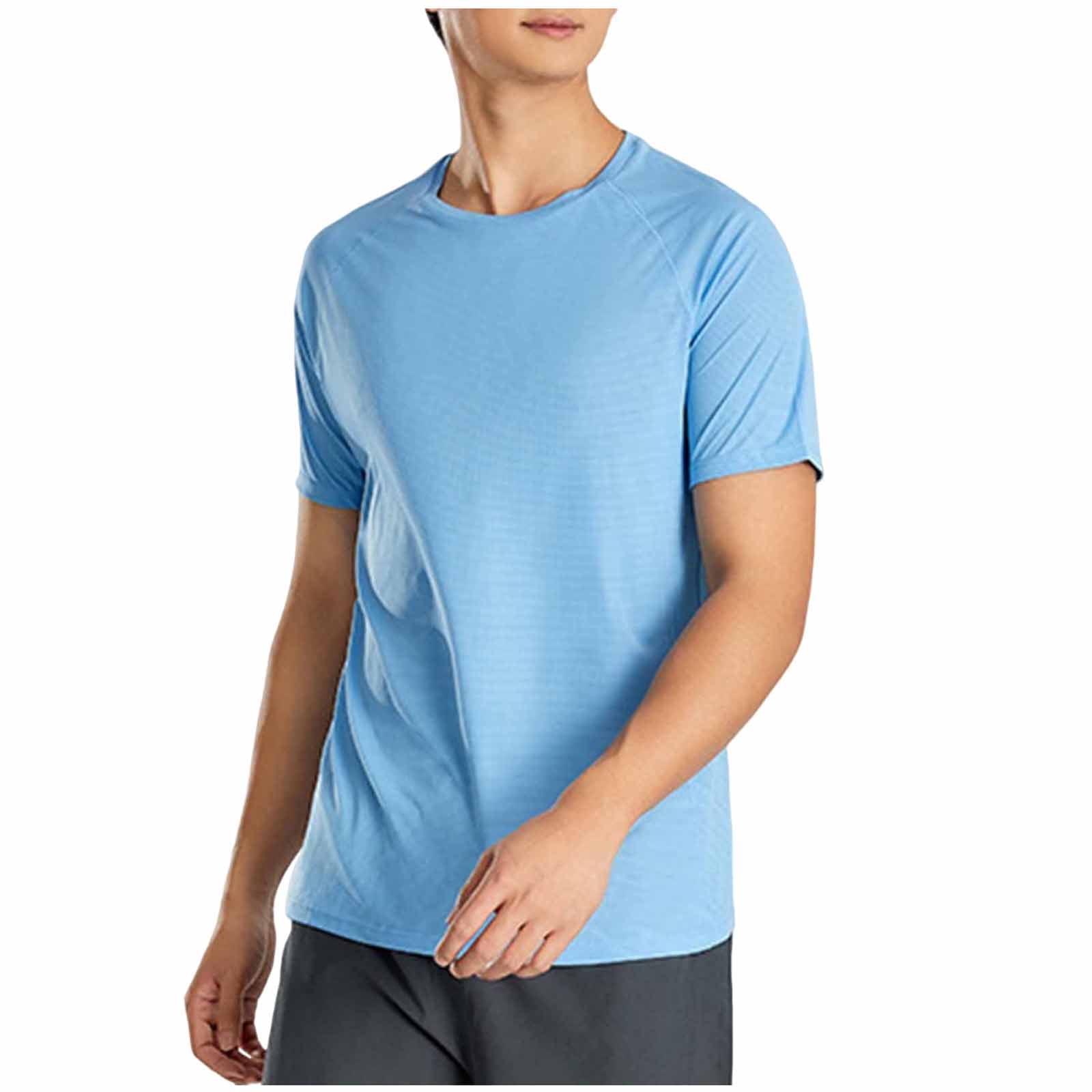 Dagegui Athletic Shirt for Men Light Blue Short Sleeve Cooling T-Shirt ...