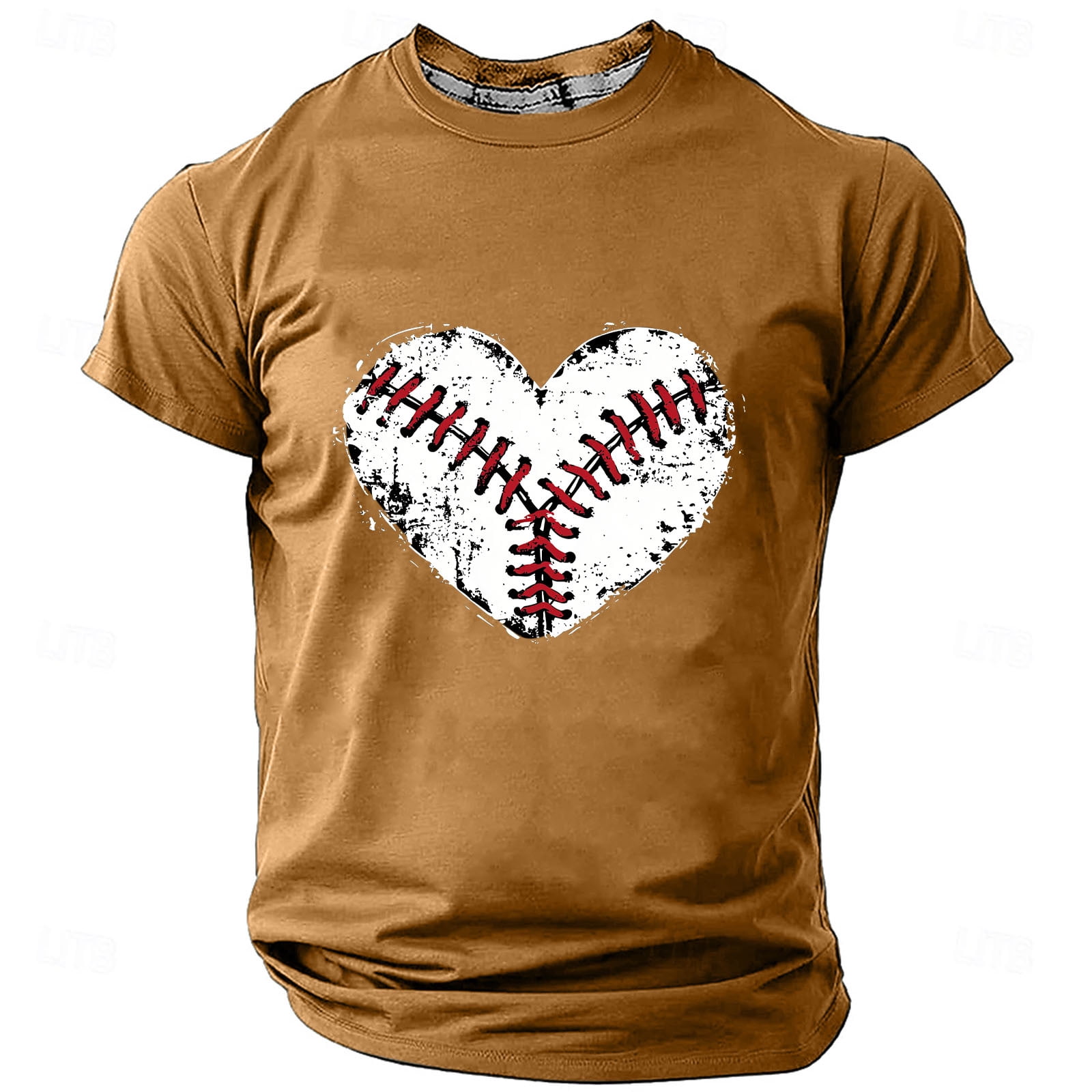 Dagegui Athletic T-Shirt for Men Baseball Heart Graphic Short Sleeve ...