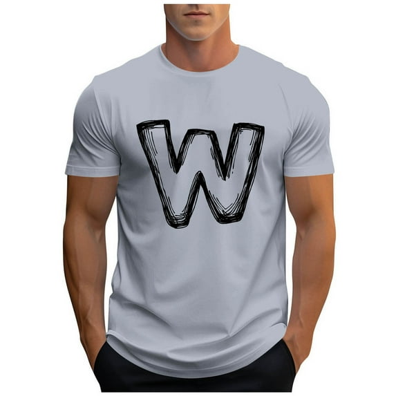 Dagegui Athletic T-Shirt for Men Letter W Short Sleeve Sport Shirts ...