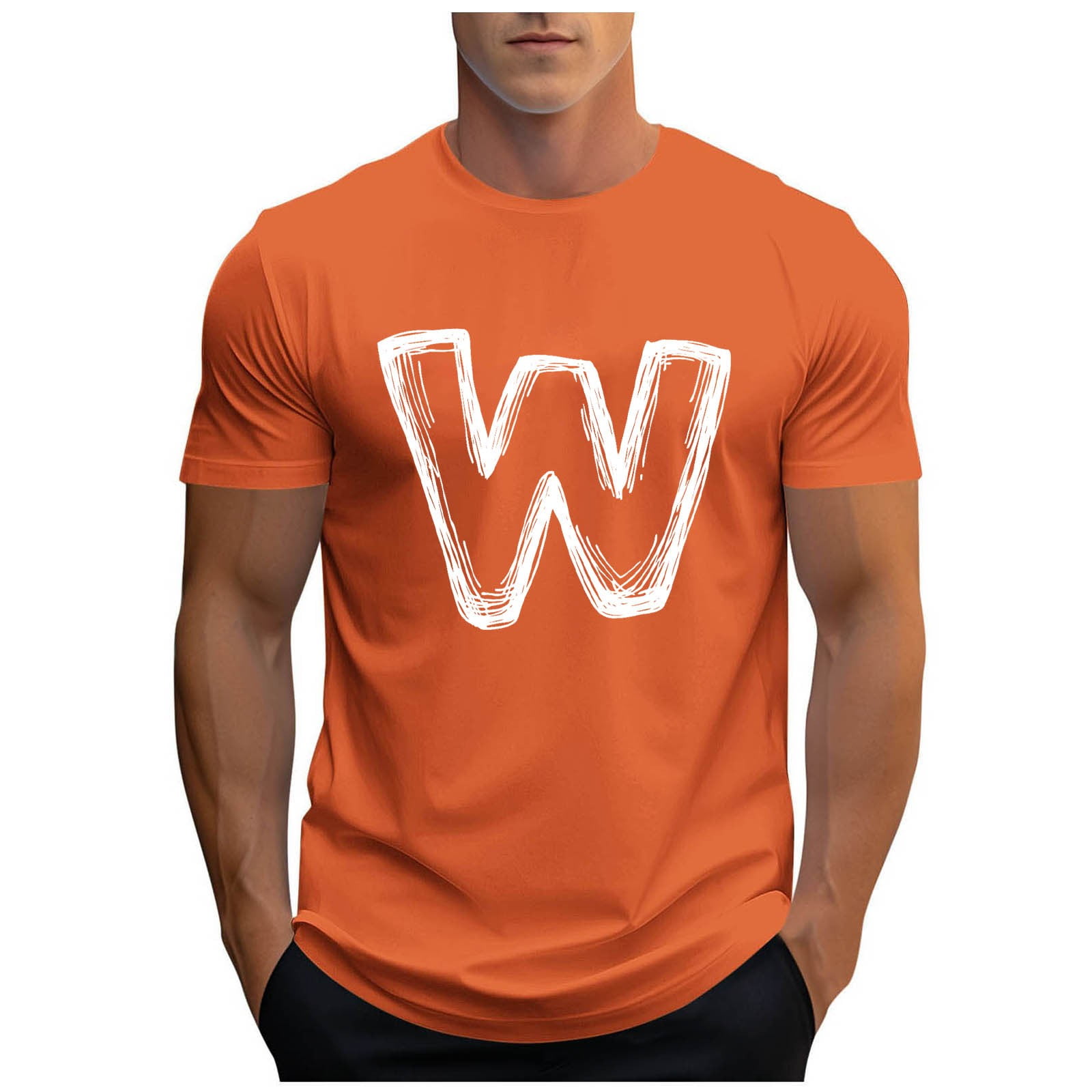 Dagegui Athletic T-Shirt for Men Letter W Short Sleeve Sport Shirts ...