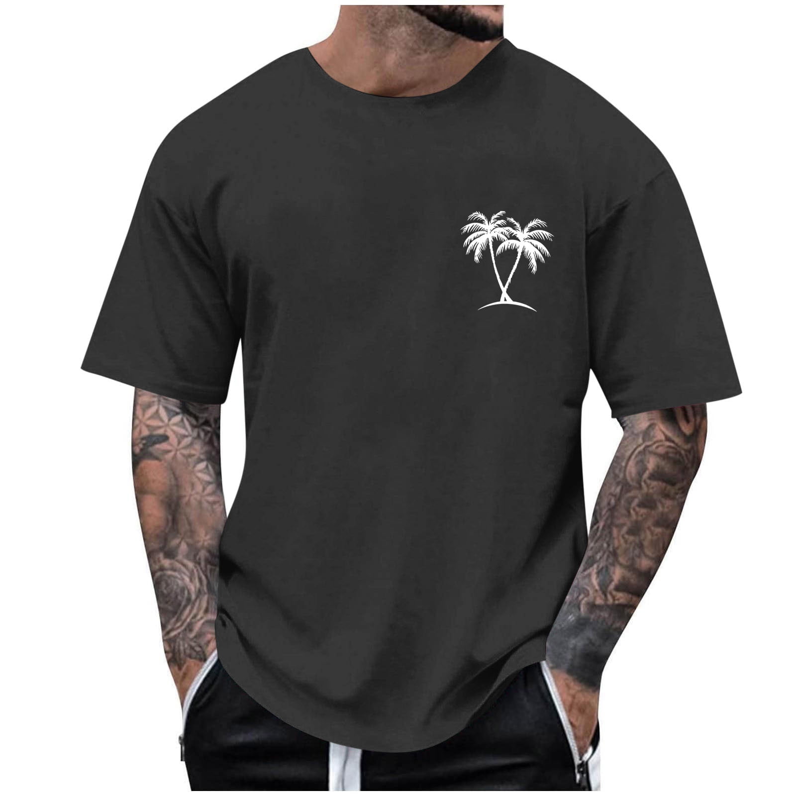 Dagegui Big & Tall Men's Crew Neck Short Sleeve T-Shirt Casual Loose ...