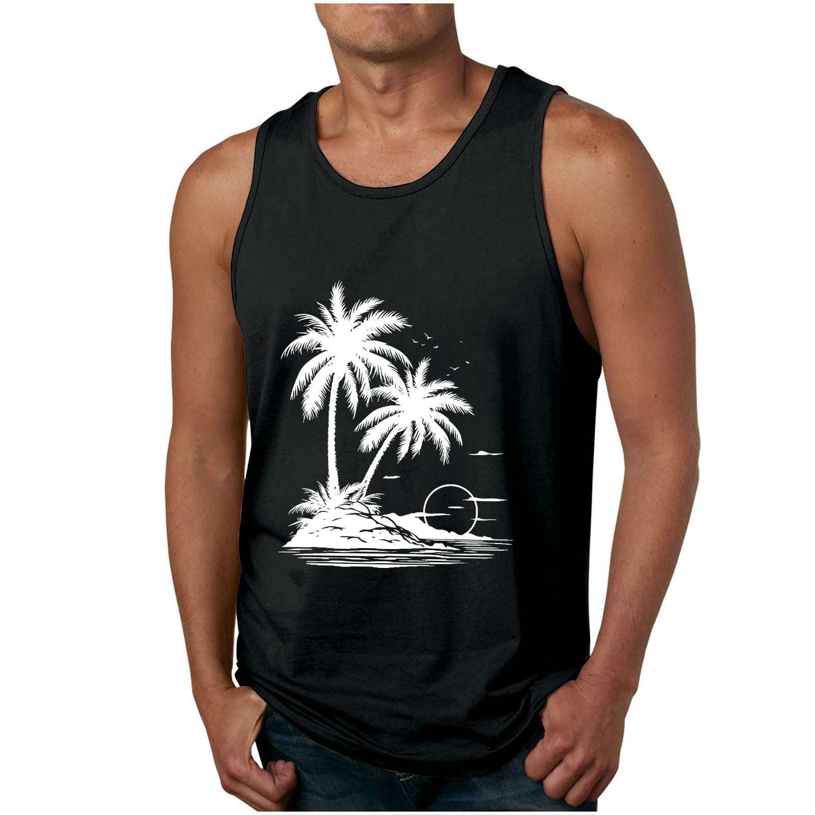 Dagegui Big and Tall Tank Tops for Men Casual Hawaiian Beach Tank Top ...