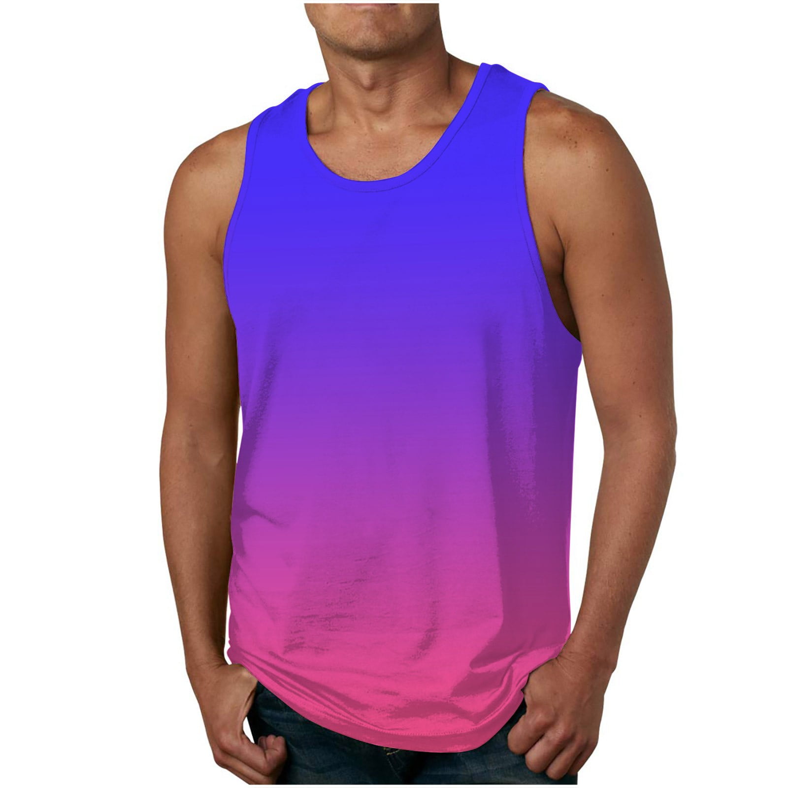 Dagegui Big and Tall Tank Tops for Men Summer Gradient Print Sleeveless ...