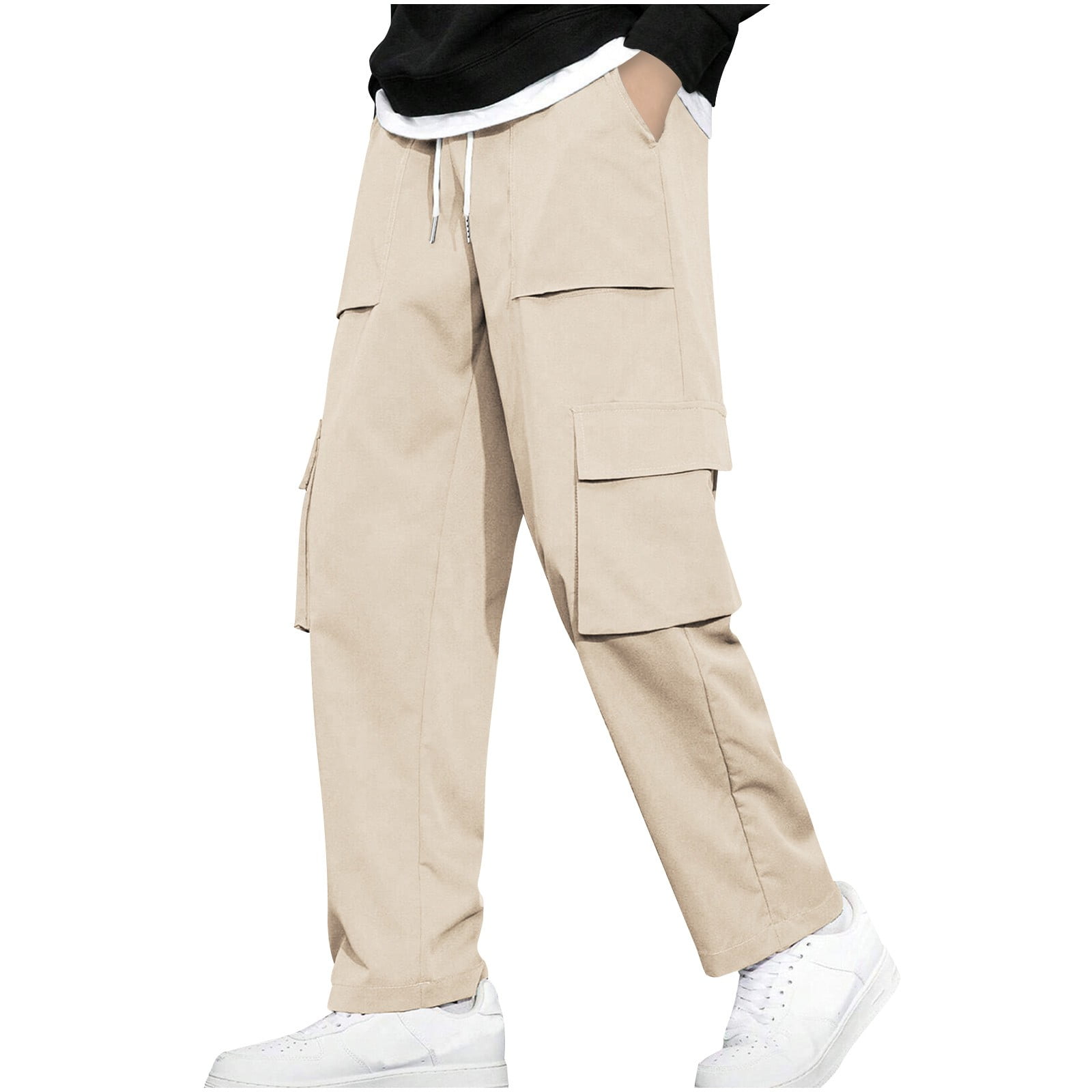 Dagegui Casual Cargo Pants for Men Baggy Elastic Waist Straight Leg Athletic Pant Drawstring ...
