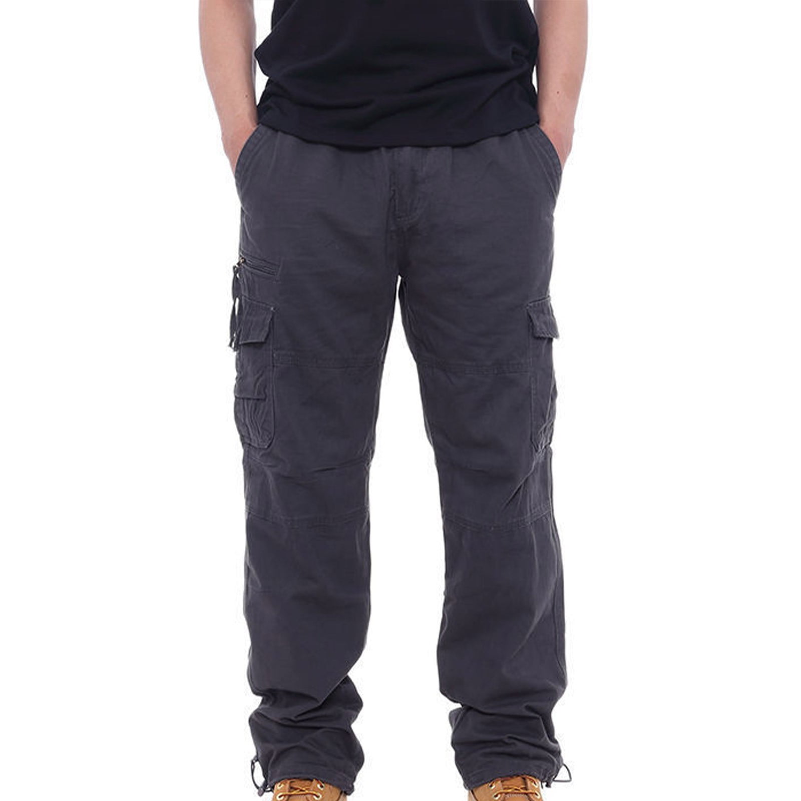 Dagegui Cotton Straight Fit Cargo Pants for Men Casual Elastic Waist Tactical Pant Baggy Outdoor ...