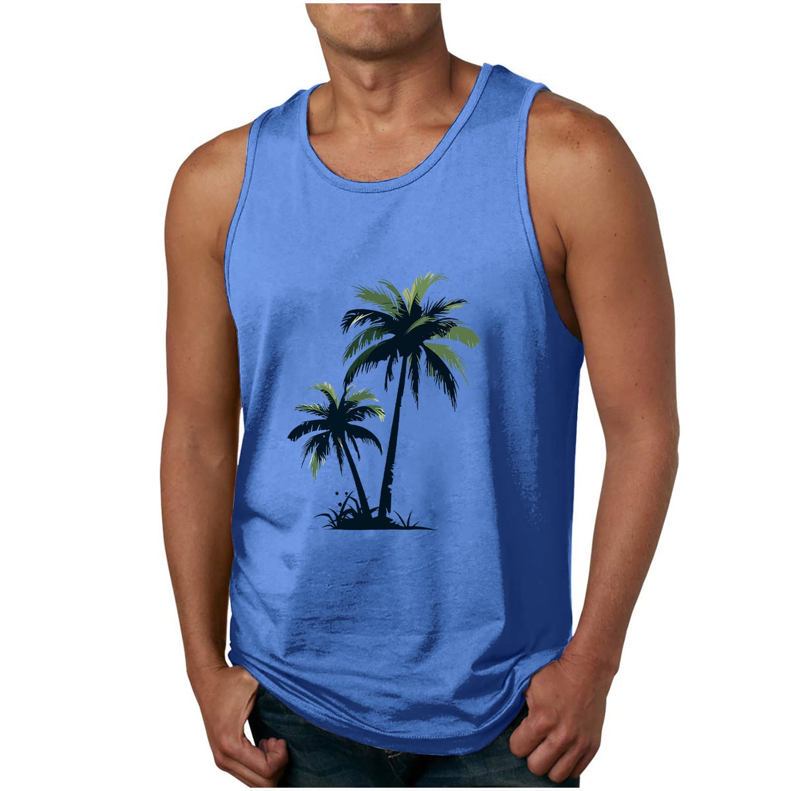 Dagegui Hawaiian Tank Tops for Men Fashion Palm Tree Graphic Sleeveless ...