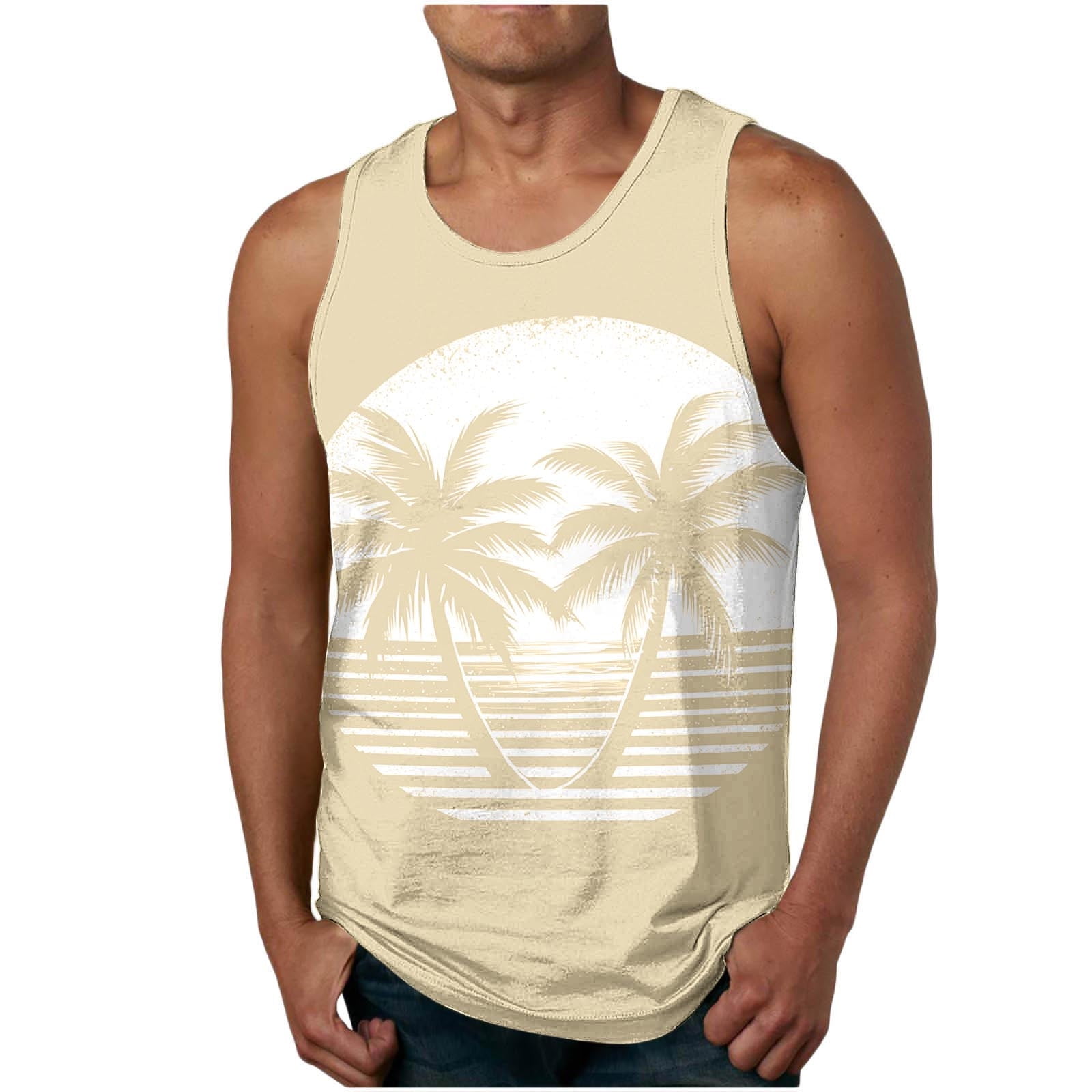 Dagegui Hawaiian Tank Tops for Men Palm Tree Graphic Sleeveless T ...