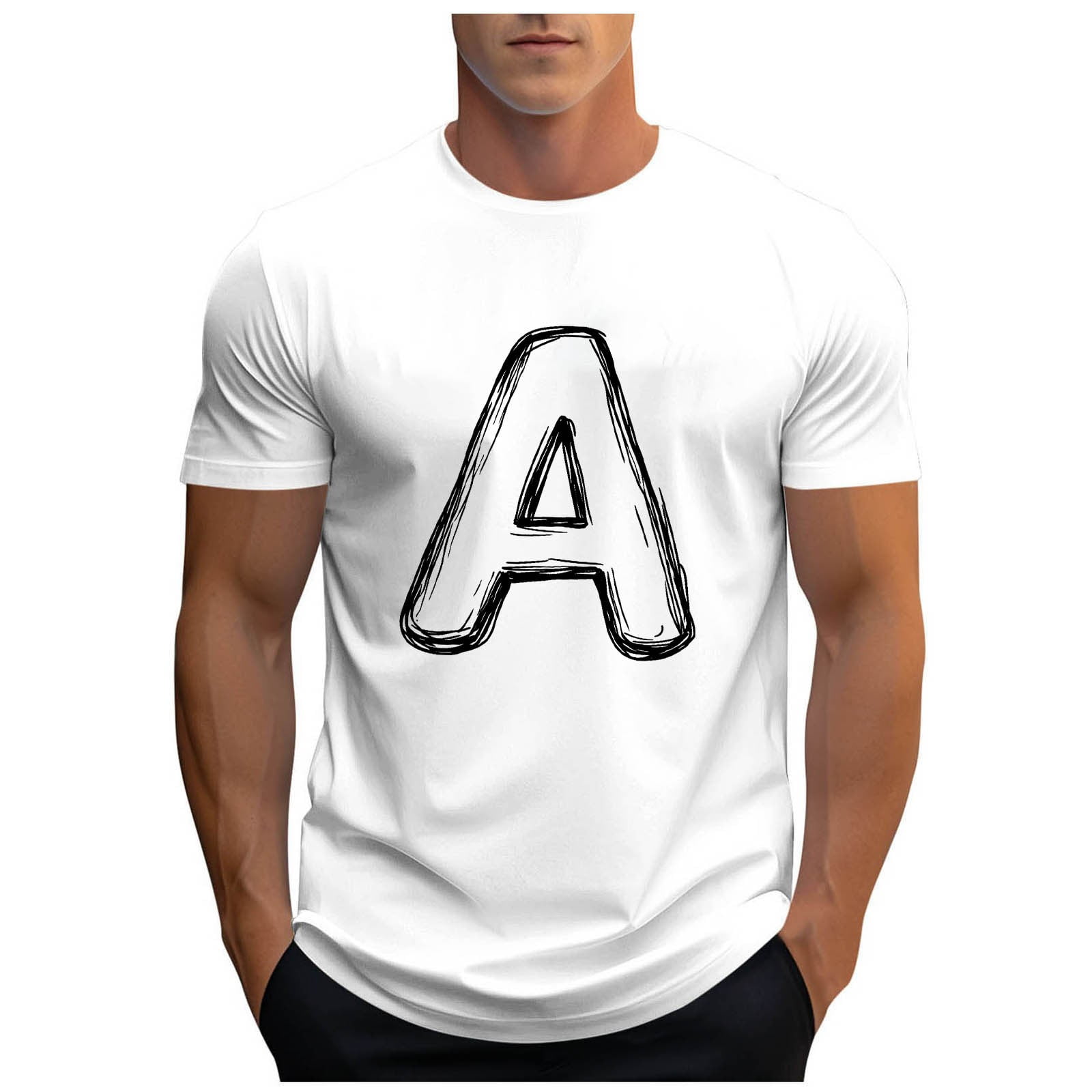 Dagegui Letter A T-Shirt for Women Summer Round Neck Short Sleeve ...