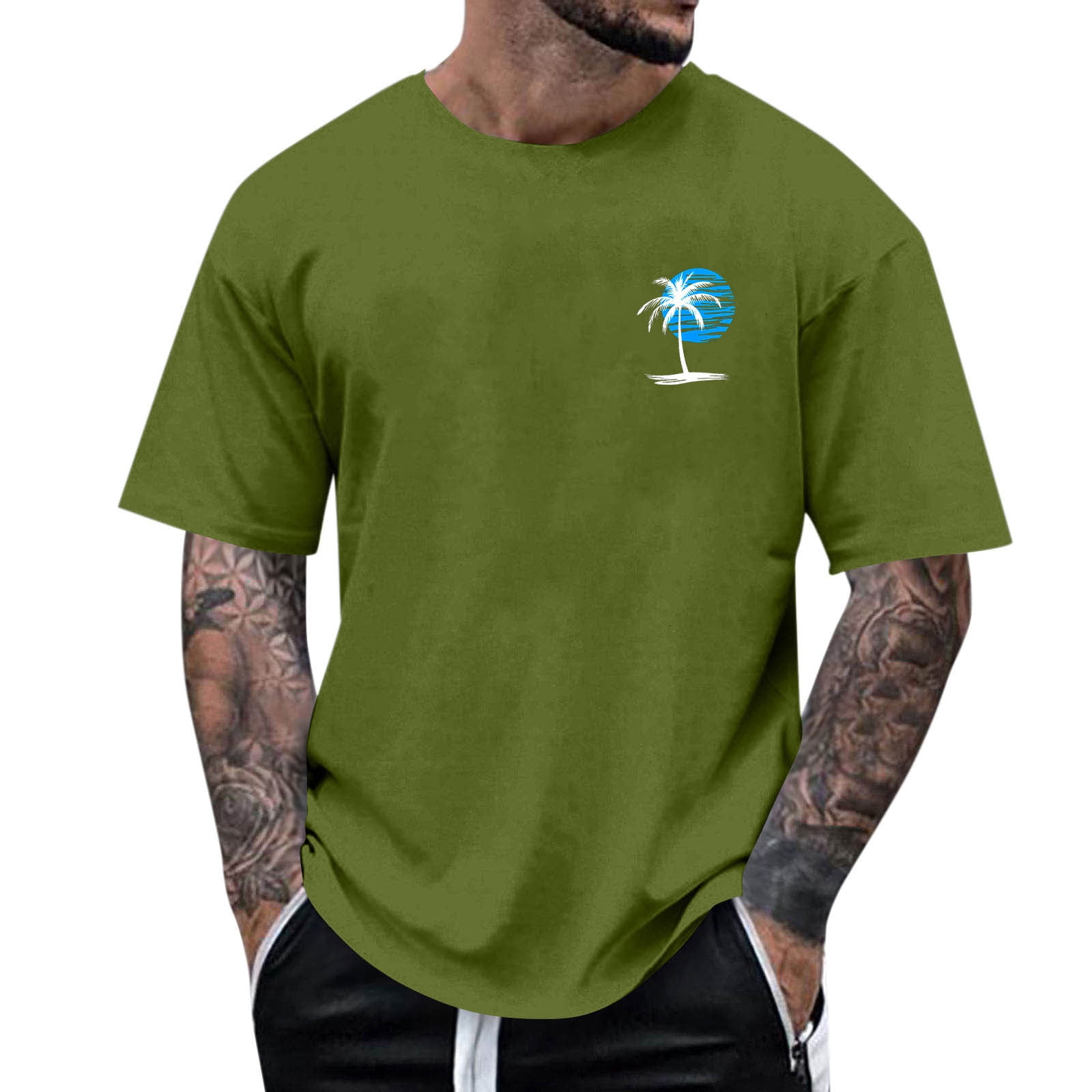 Dagegui Lightweight Summer T-Shirt for Men Palm Tree Graphic Tee Casual ...