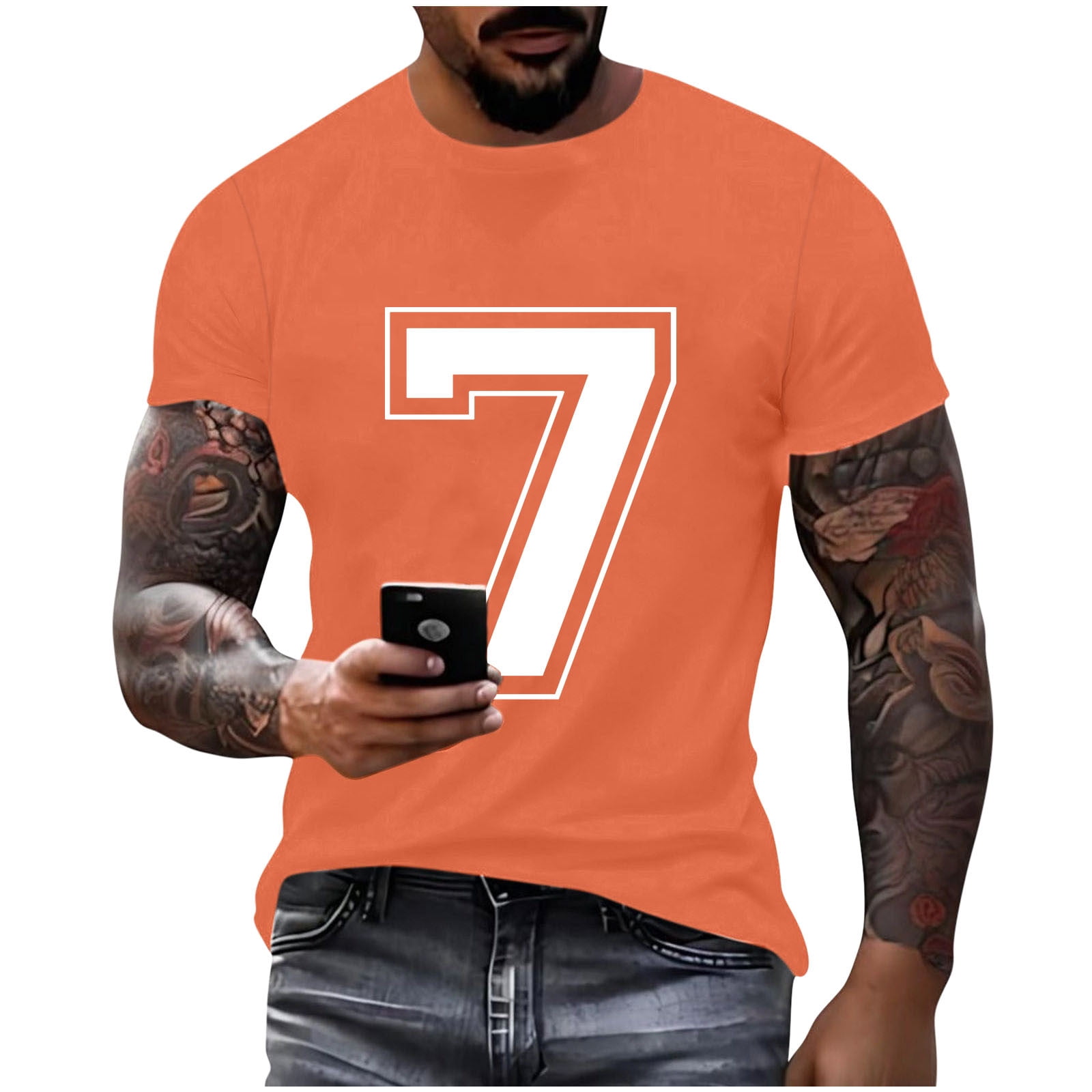 Dagegui Men's Athletic T-Shirts Number 7 Short Sleeve Crewneck Tee ...