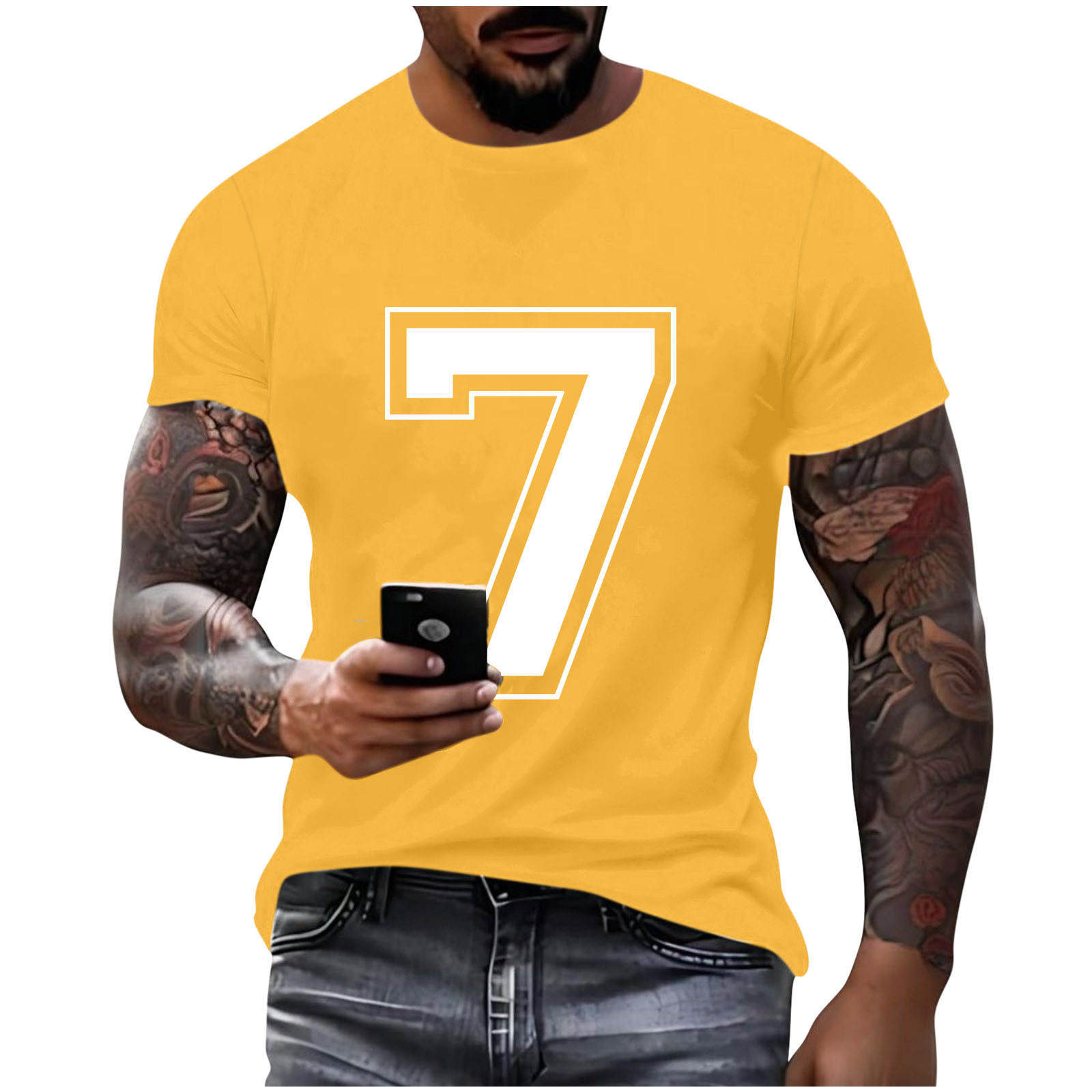 Dagegui Men's Athletic T-Shirts Number 7 Short Sleeve Crewneck Tee ...