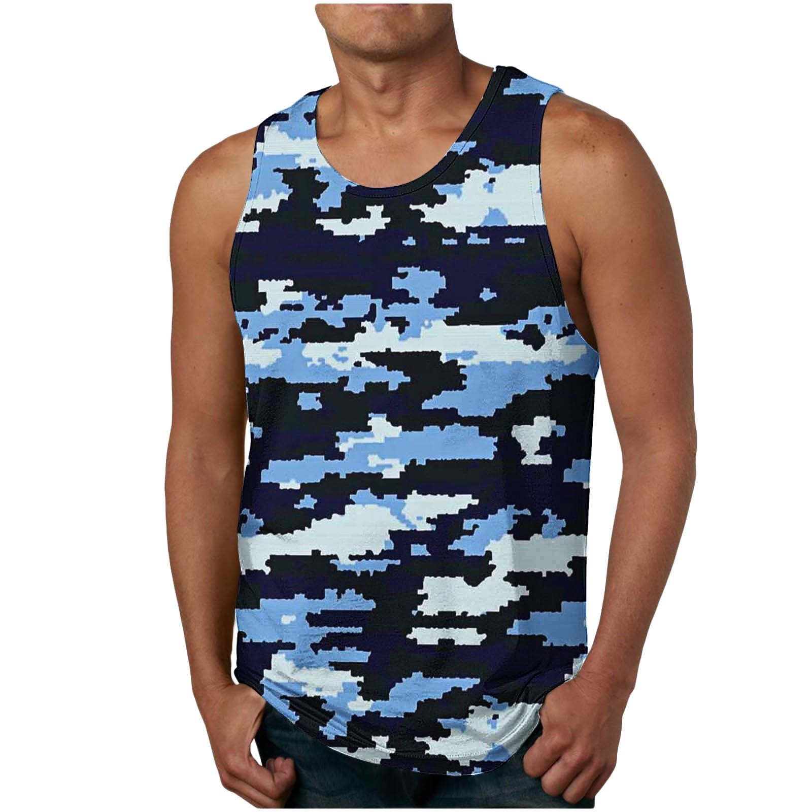 Dagegui Men's Camouflage Tank Tops Summer Sleeveless Crewneck T-Shirts ...