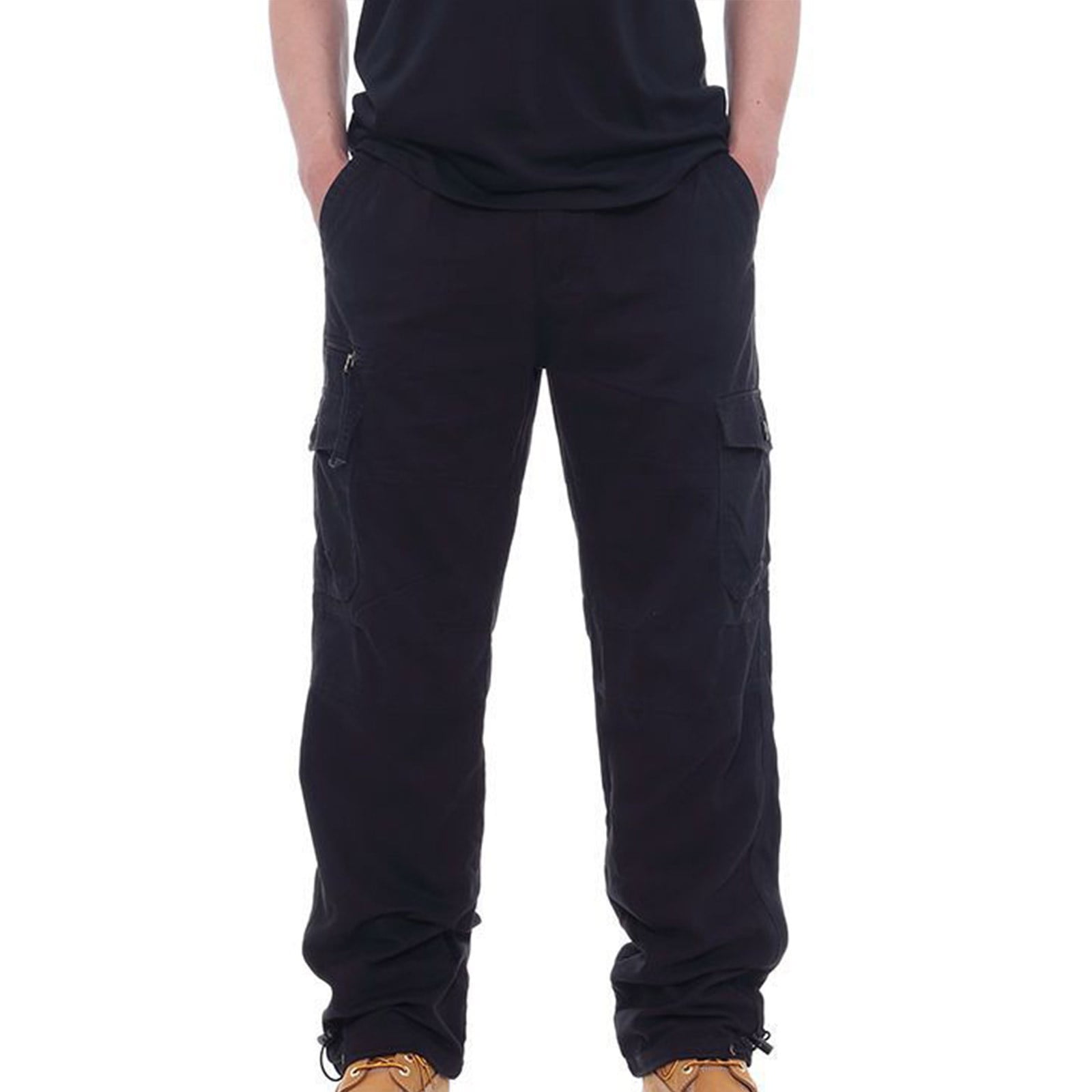 Dagegui Men's Cargo Pants Big and Tall Multi Pockets Straight-Fit Pants Casual Cotton Elastic ...