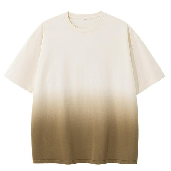 Dagegui Men's Cotton T Shirt Gradient Color Short Sleeve Coffee Tops ...