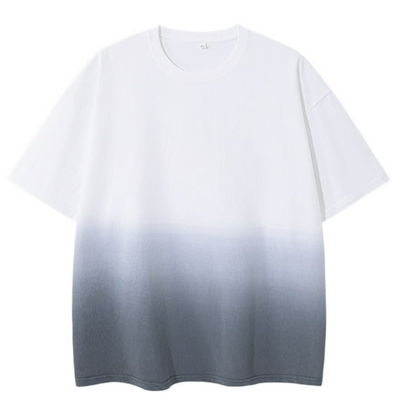 Dagegui Men's Cotton T Shirt Gradient Color Short Sleeve Dark Gray Tops ...