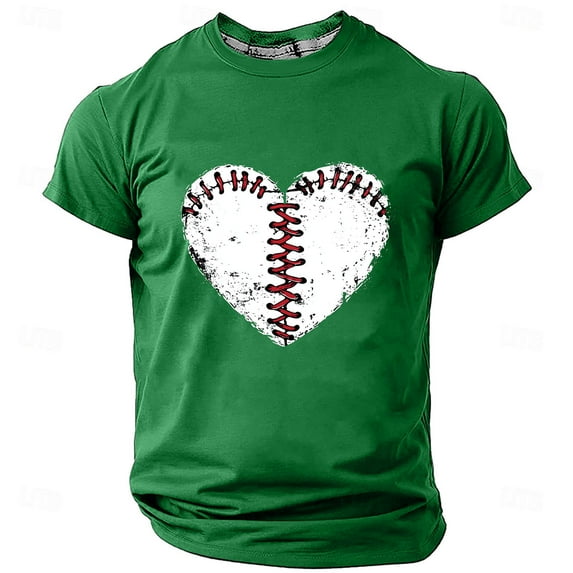 Dagegui Men's Crew Neck Short Sleeve Shirts Baseball Heart Graphic T ...
