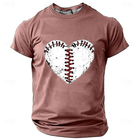 Dagegui Men's Crew Neck Short Sleeve Shirts Baseball Heart Graphic T ...