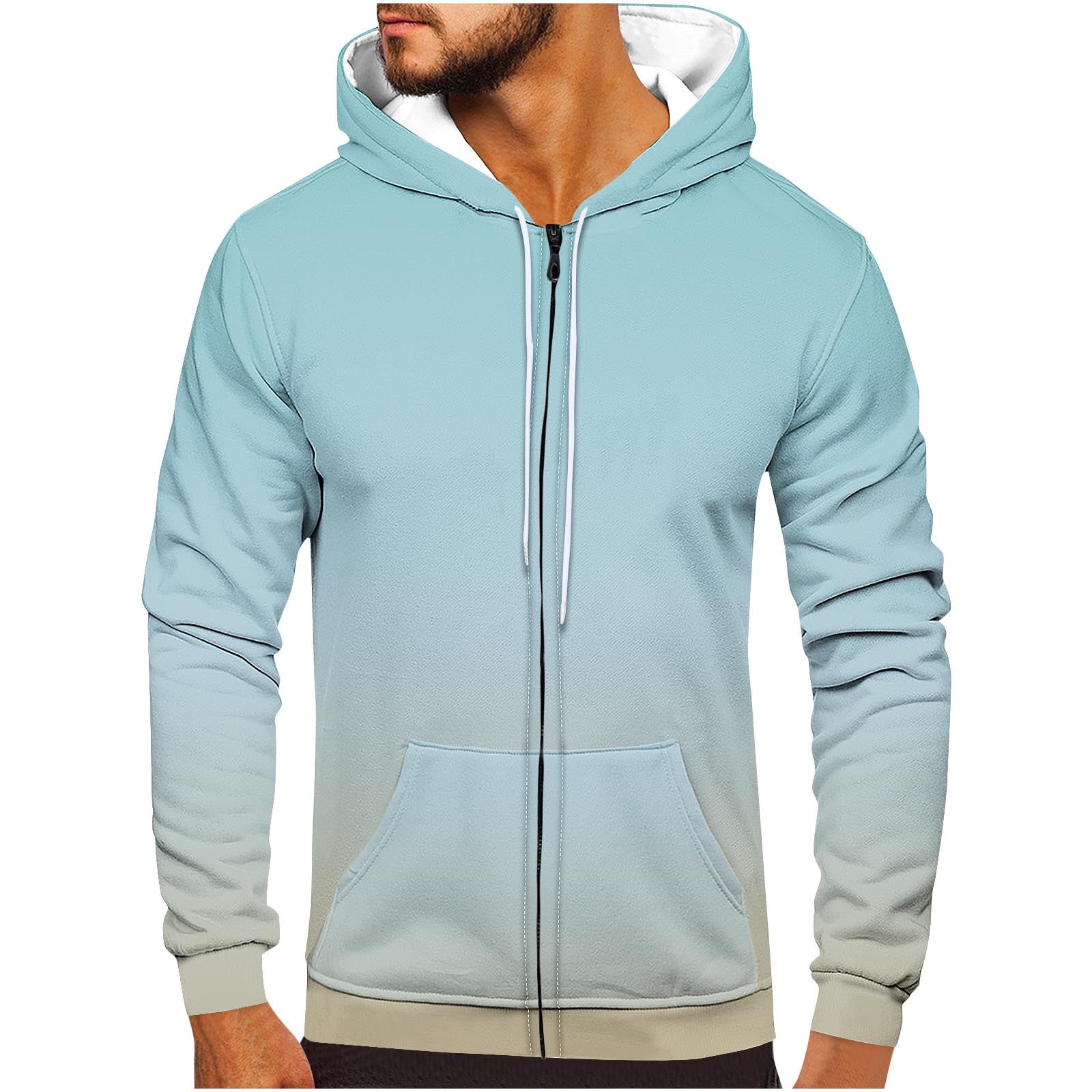 Dagegui Men's Full Zip Hoodies Gradient Color Long Sleeve Sweatshirt ...