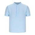 Dagegui Men's Henley Shirt Light Blue Short Sleeve Mock Neck T-Shirt ...