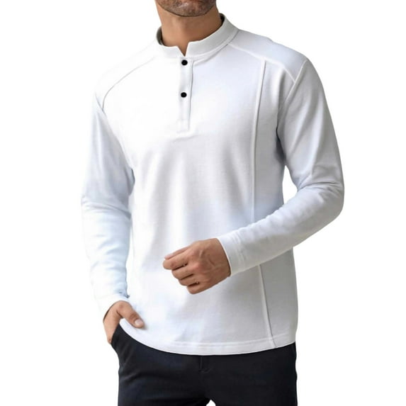 Dagegui Men's Henley Shirts Long Sleeve Collared Button Down T-Shirt ...