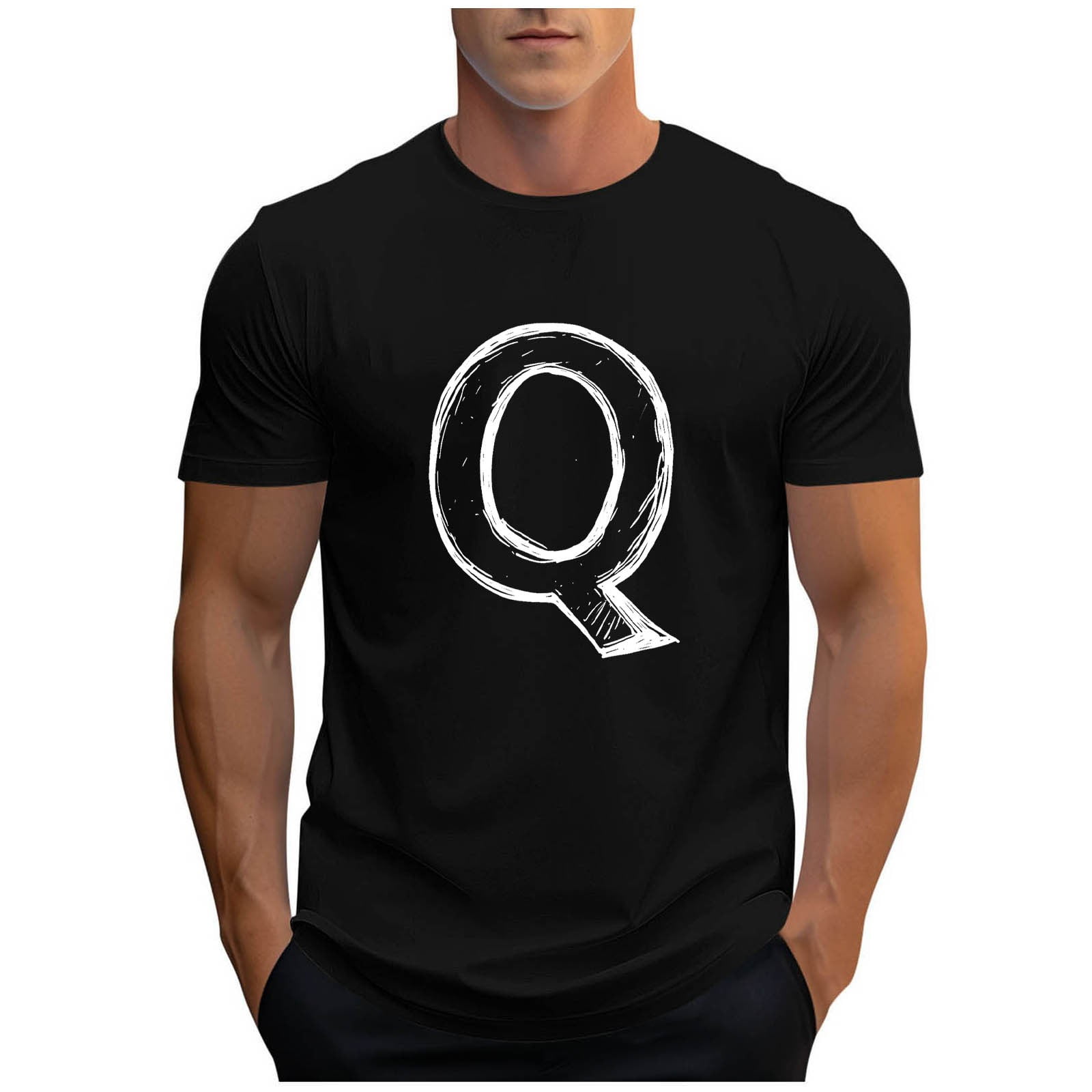 Dagegui Men's Letter Q T-Shirts Summer Varsity Jersey Tops Crewneck ...