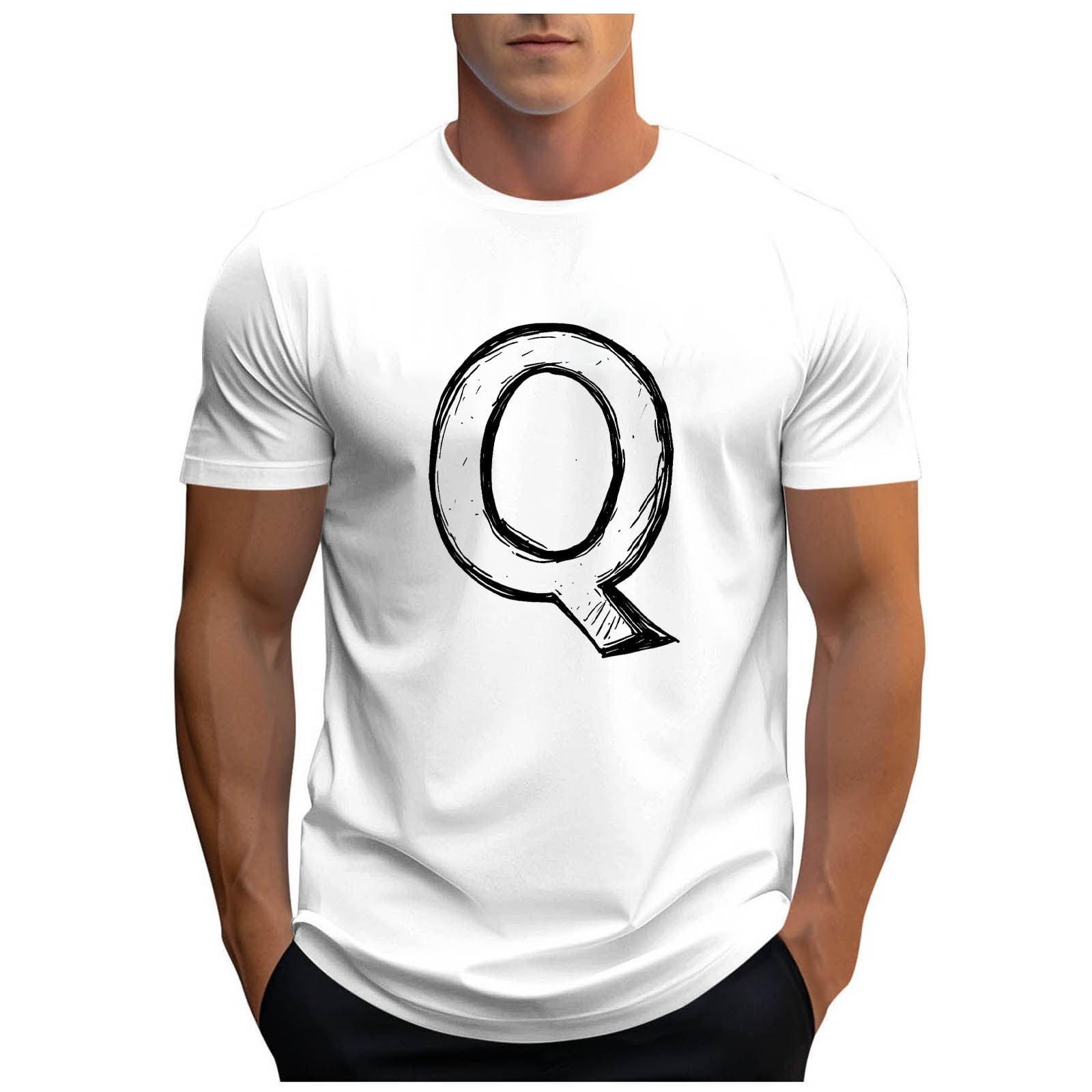 Dagegui Men's Letter Q T-Shirts Summer Varsity Jersey Tops Crewneck ...