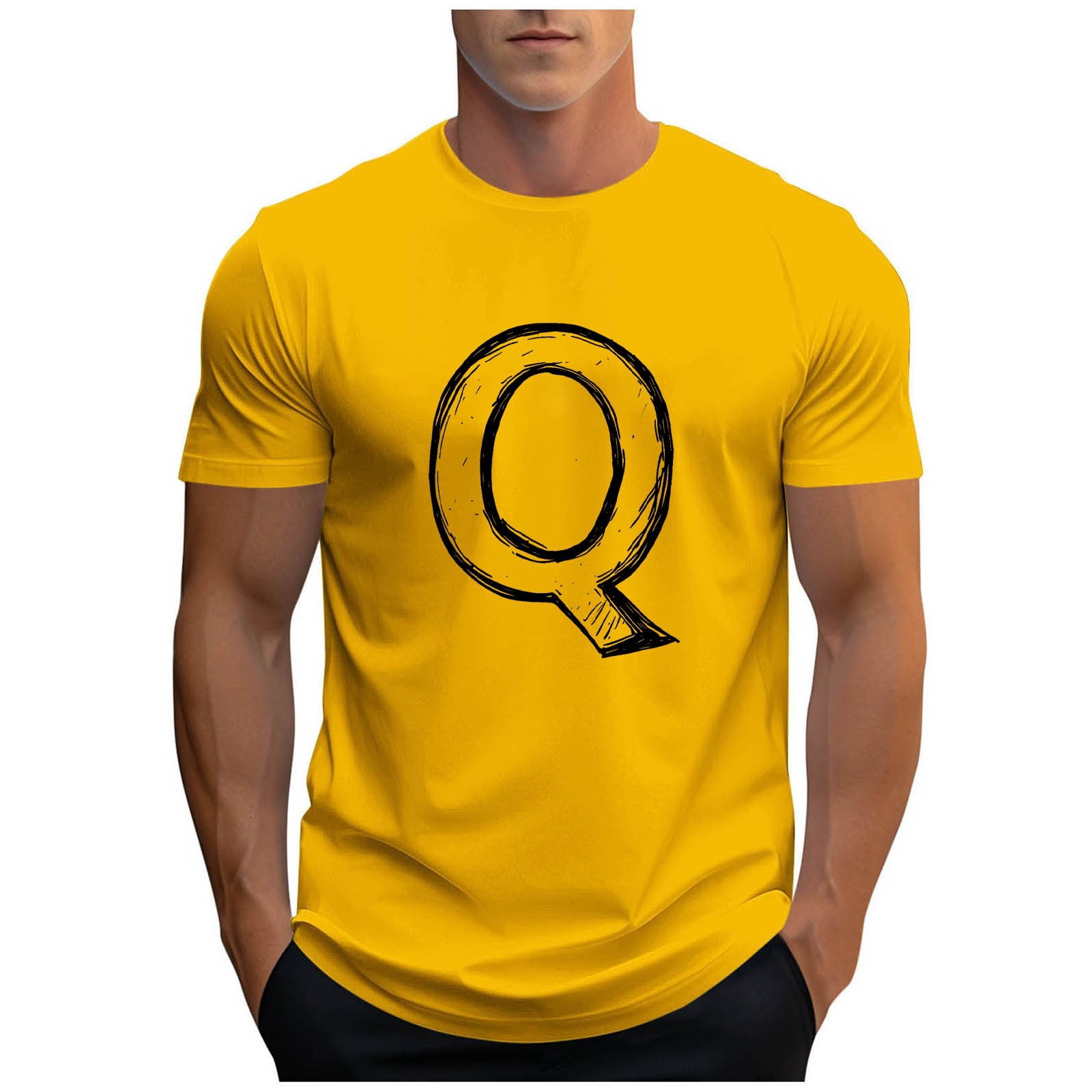 Dagegui Men's Letter Q T-Shirts Summer Varsity Jersey Tops Crewneck ...