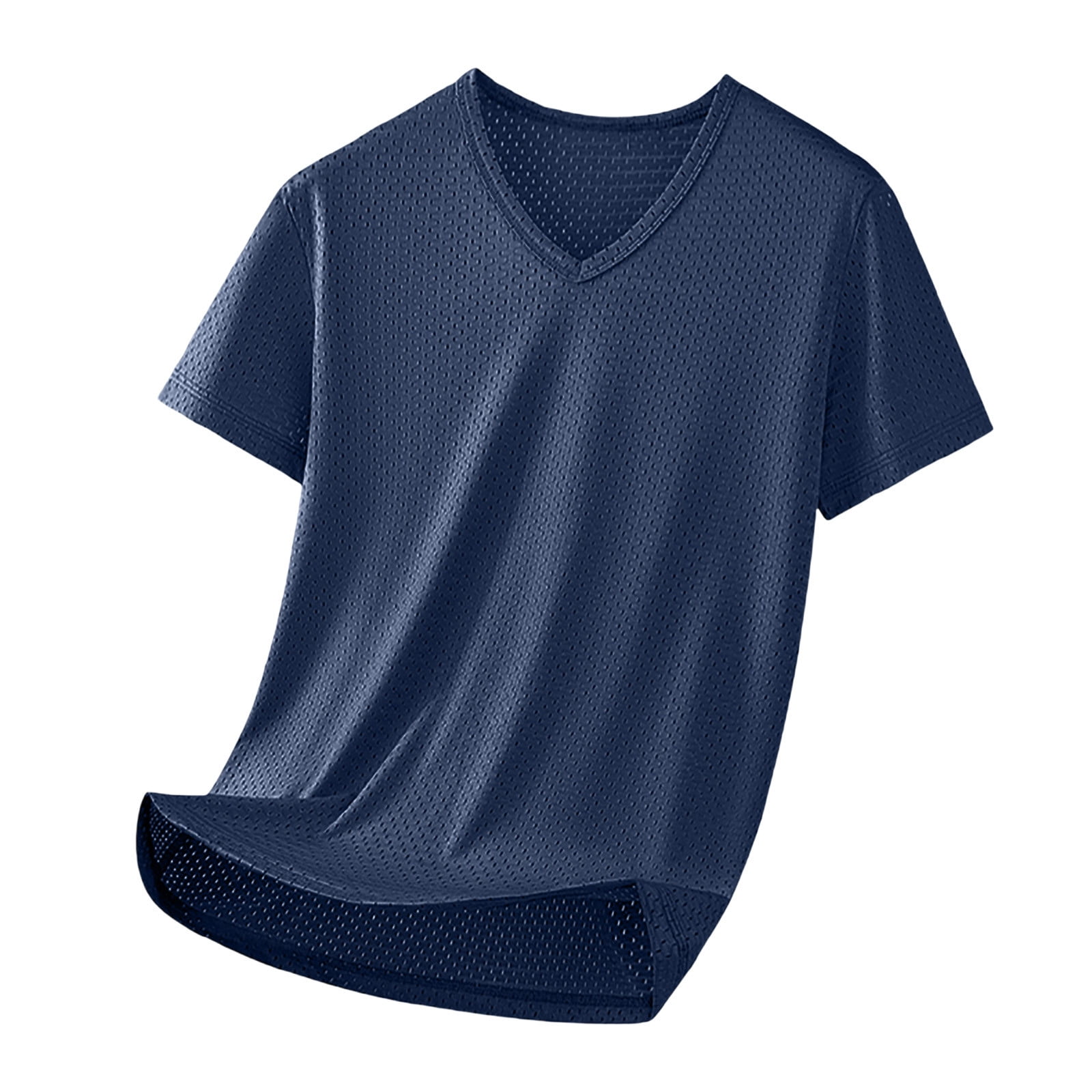 Dagegui Men's Mesh Quick Dry T-Shirt Navy Short Sleeve V-Neck Athletic ...