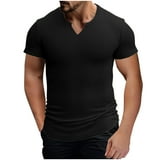Dagegui Men's Muscle Workout T-Shirt Slim Fit Short Sleeve Black ...
