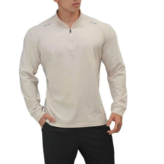 Dagegui Men's Quarter Zip Pullover Shirts Long Sleeve Mock Neck ...
