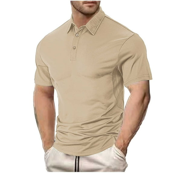 Dagegui Men's Quick-Dry Athletic Shirts Khaki Short Sleeve Performance ...