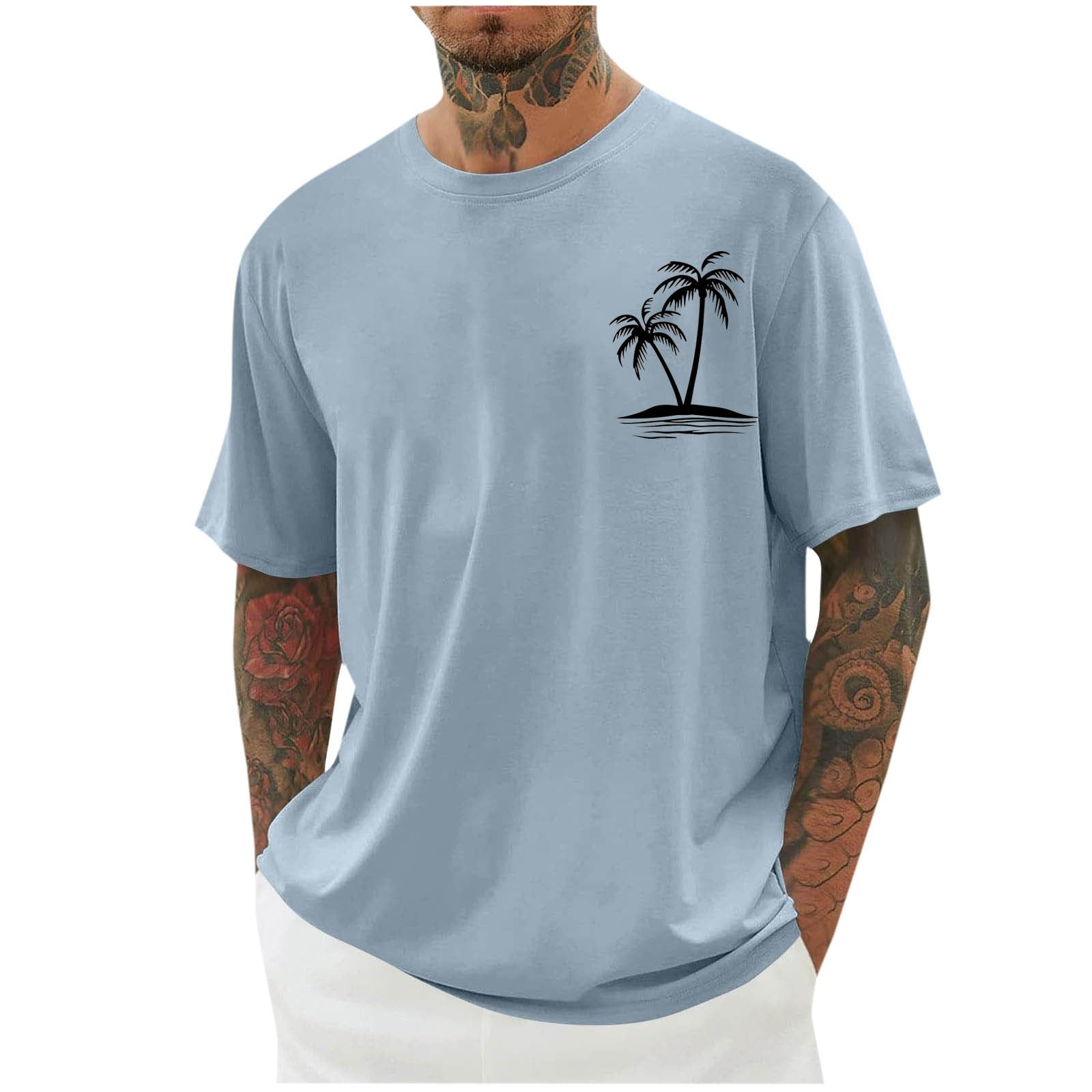 Dagegui Men's Short Sleeve T-Shirt Palm Tree Graphic Tees Summer ...