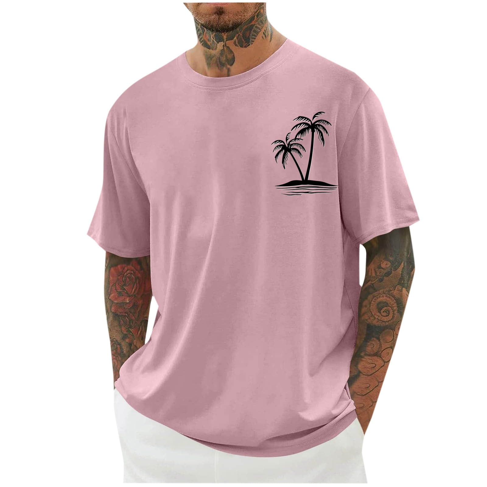 Dagegui Men's Short Sleeve T-Shirt Palm Tree Graphic Tees Summer ...