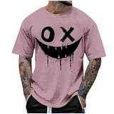 Dagegui Men's Smile Face Graphic T-Shirt Soft Comfy Crewneck Short ...