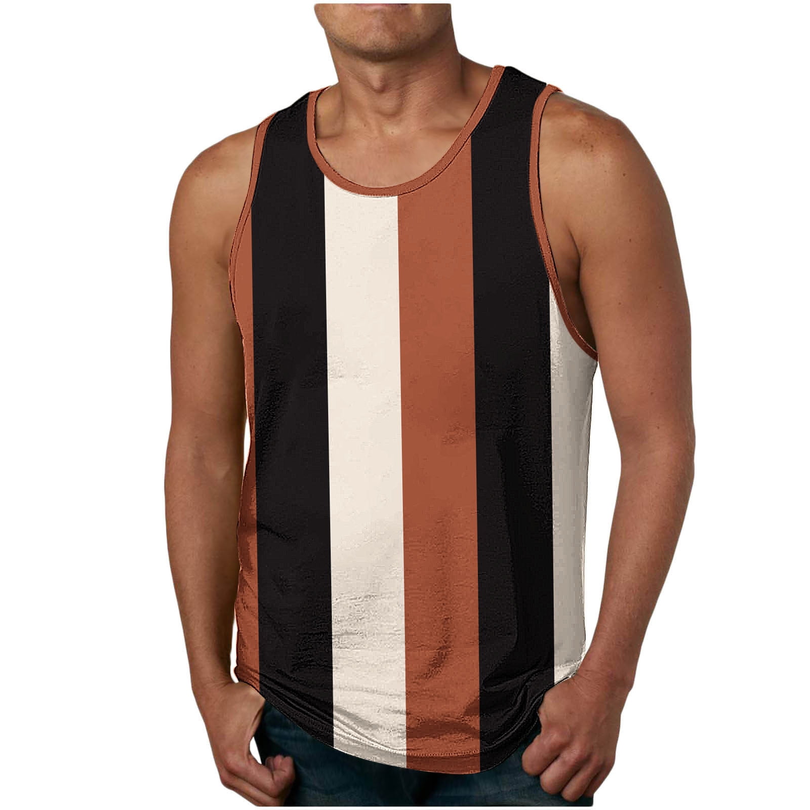 Dagegui Men's Striped Tank Tops Summer Crewneck Sleeveless Shirts Cozy ...