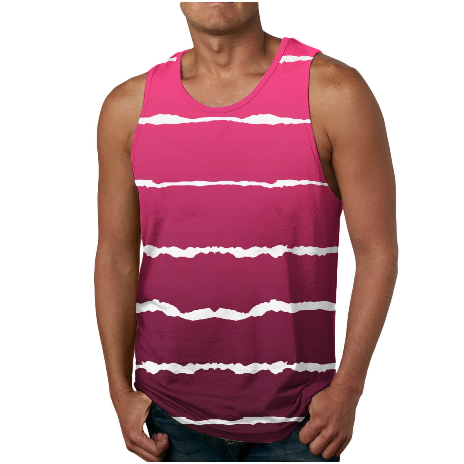 Dagegui Men's Tank Top Striped Muscle Tees Tank Shirts Regular-Fit ...