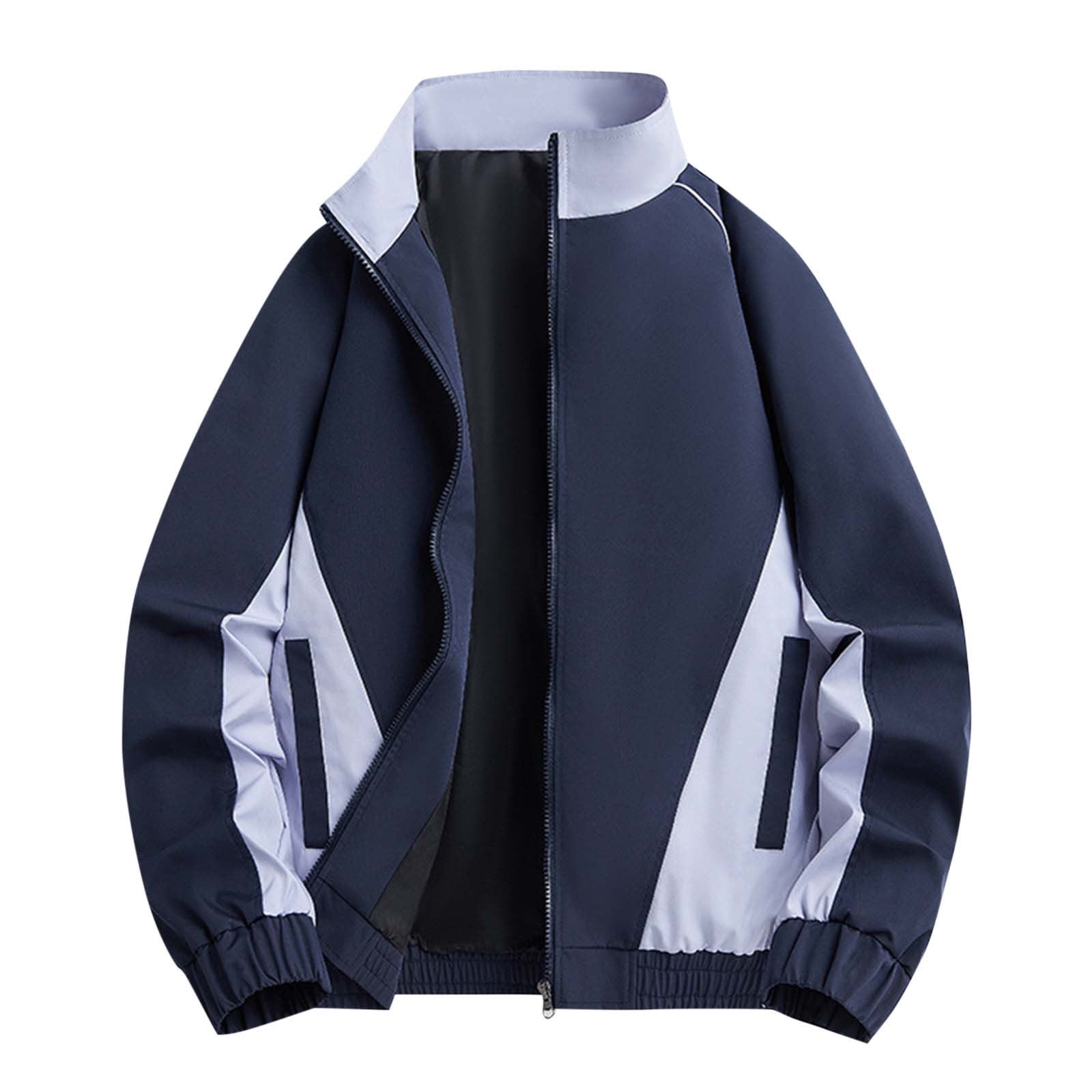 Dagegui Men's Varsity Jacket Patchwork Stand Collar Motorcycle Jackets ...