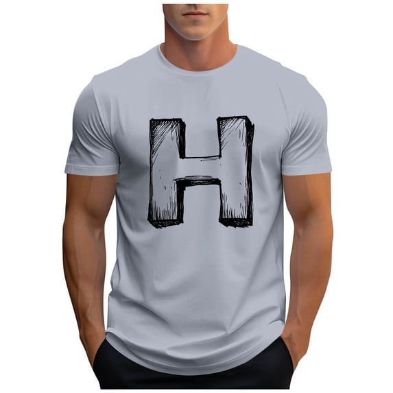 Dagegui Men's Varsity Jersey T-Shirts Letter H Graphic Tee Summer ...