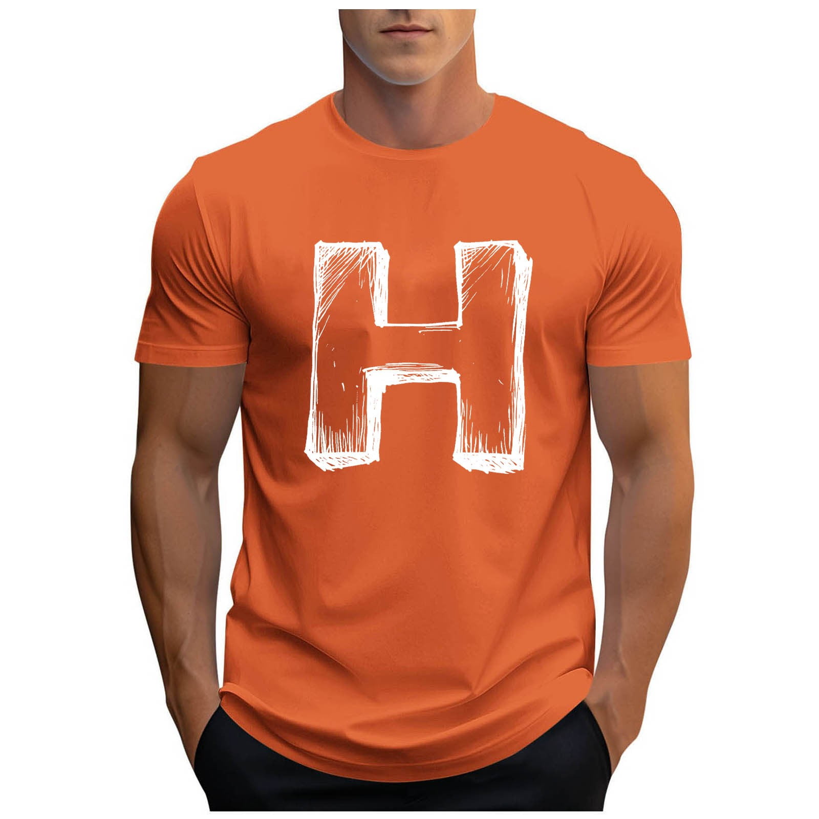 Dagegui Men's Varsity Jersey T-Shirts Letter H Graphic Tee Summer ...