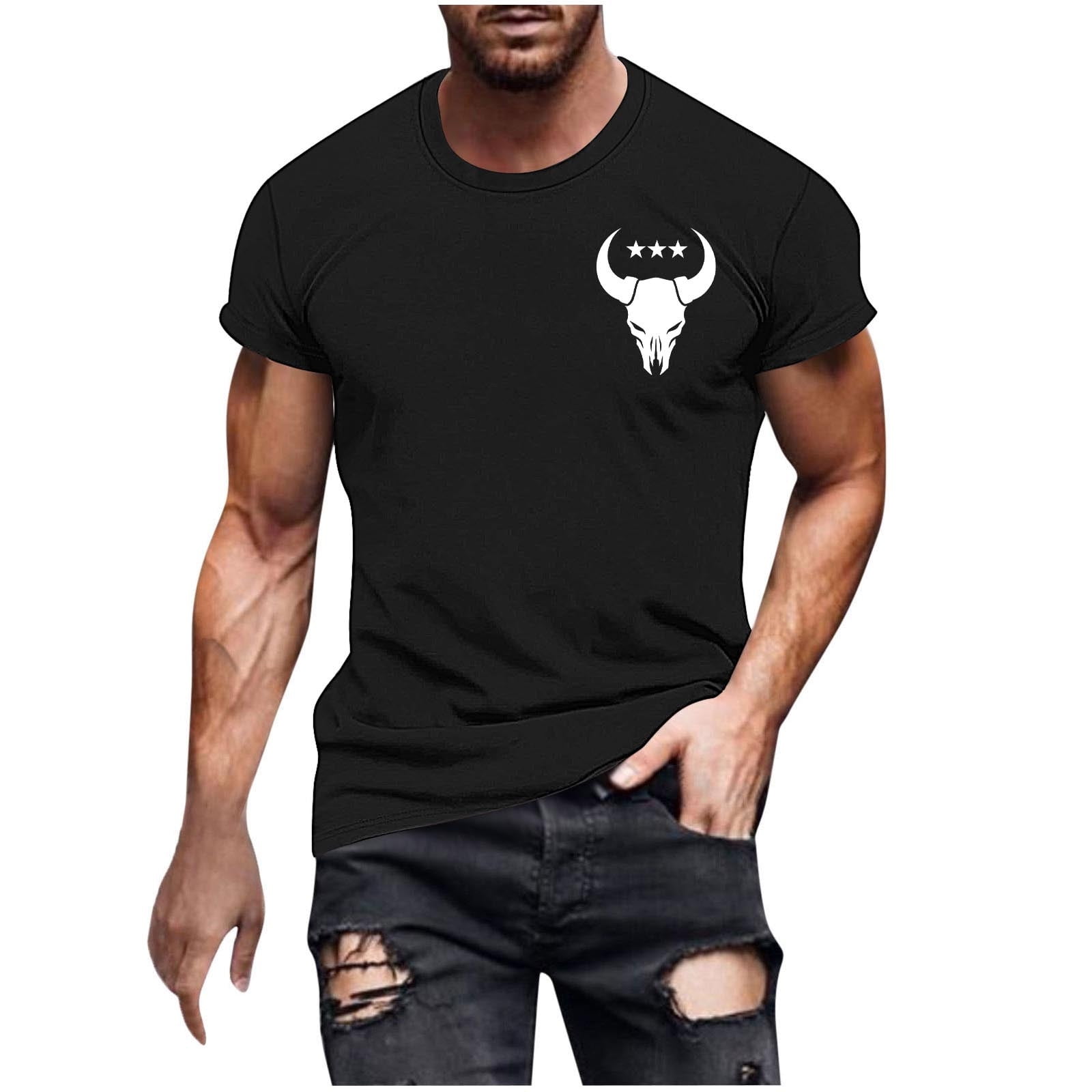 Dagegui Men's Workout T-Shirt Vintage Graphic Short Sleeve Tee Summer ...