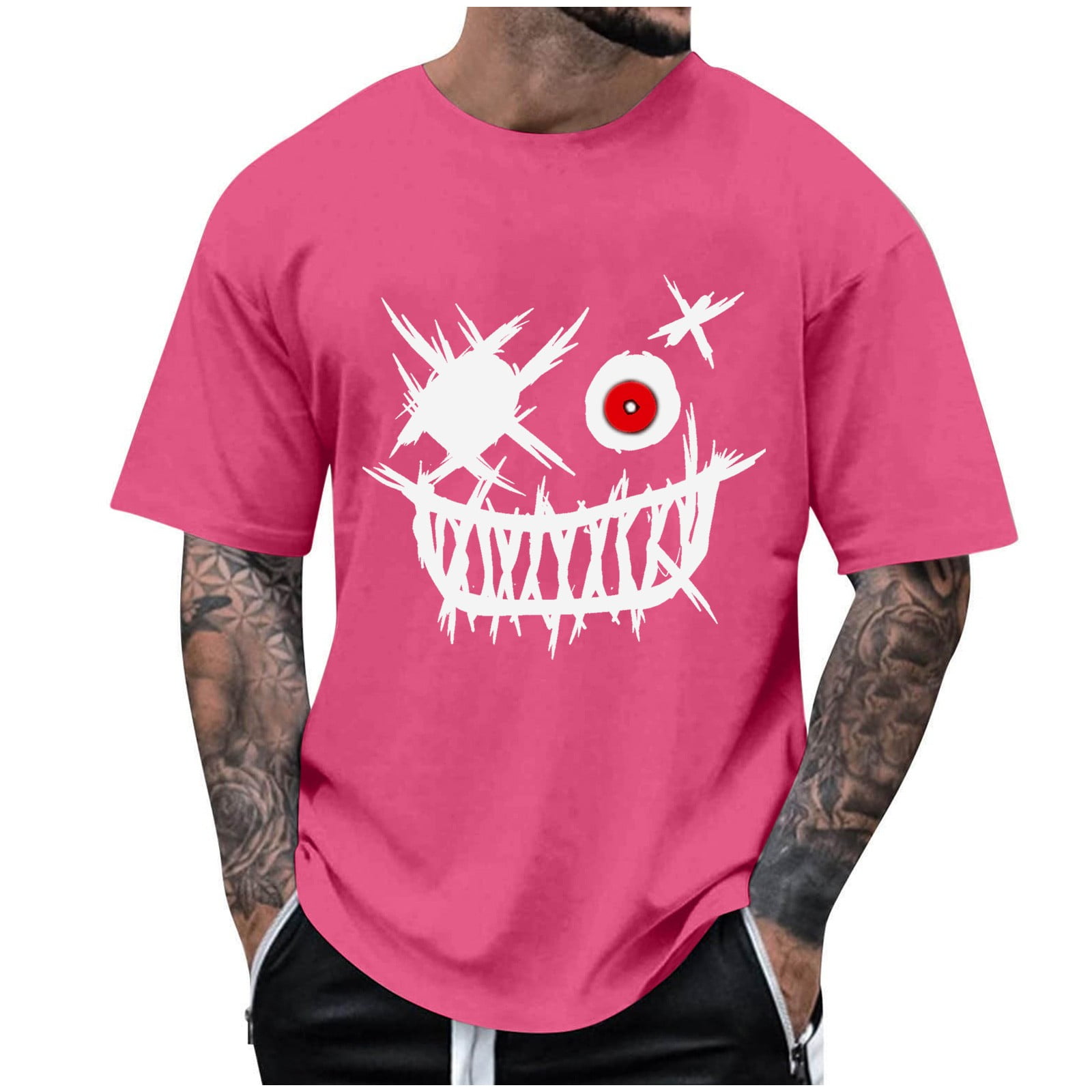 Dagegui Mens 3D Printed T-Shirts Funny Face Tooth Graffiti Graphic Tees ...