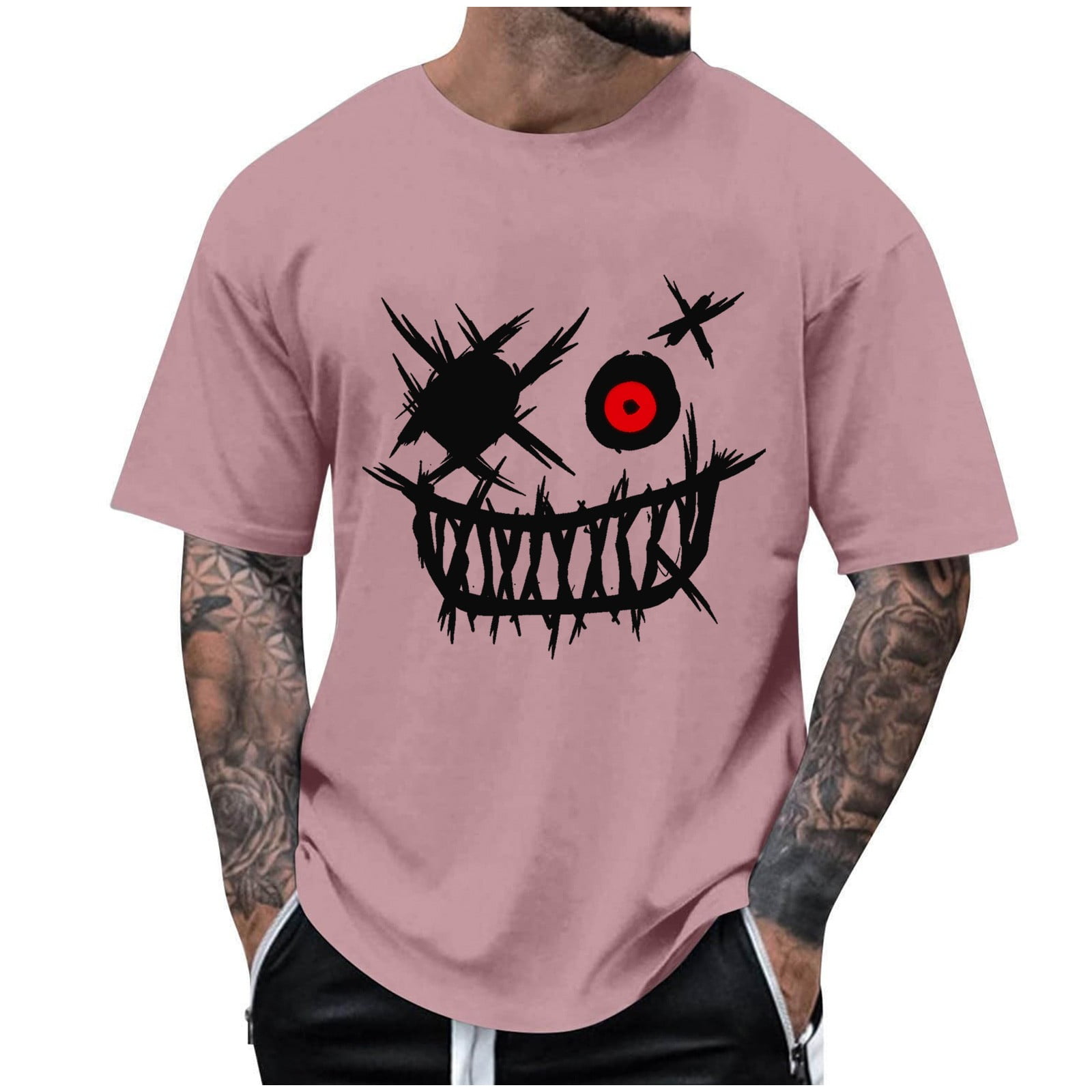 Dagegui Mens 3D Printed T-Shirts Funny Face Tooth Graffiti Graphic Tees ...