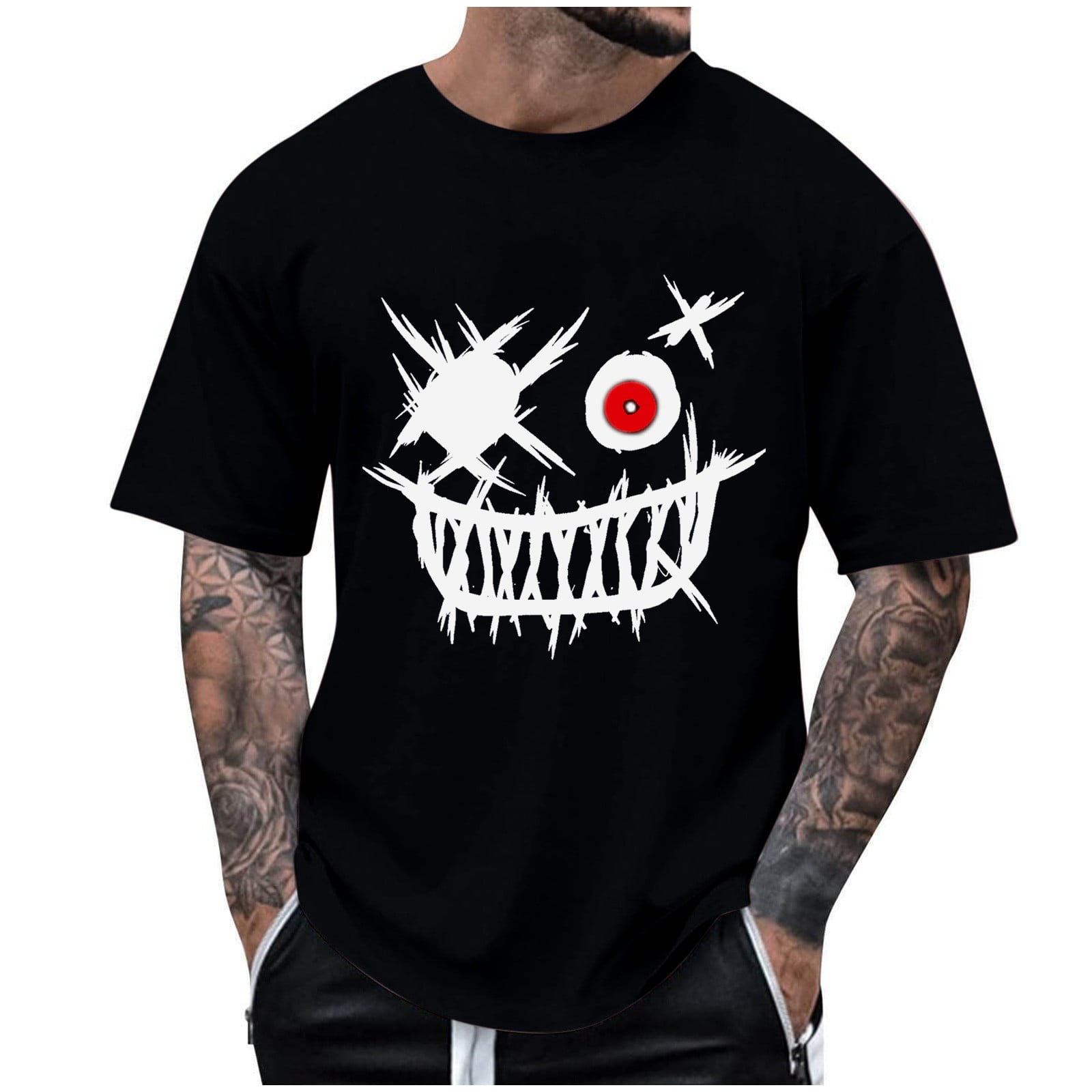 Dagegui Mens 3D Printed T-Shirts Funny Face Tooth Graffiti Graphic Tees ...