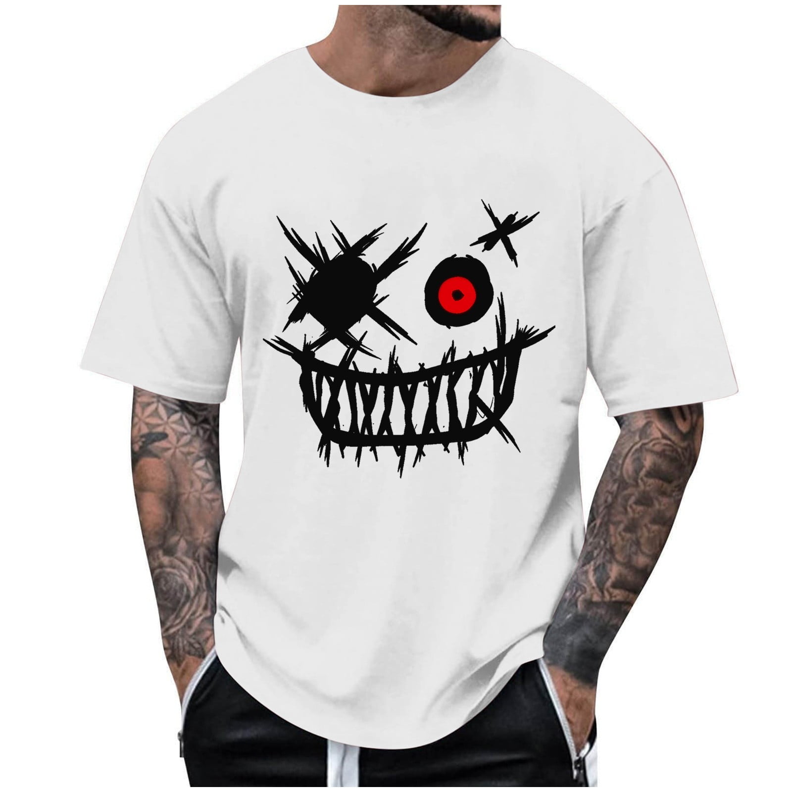 Dagegui Mens 3D Printed T-Shirts Funny Face Tooth Graffiti Graphic Tees ...