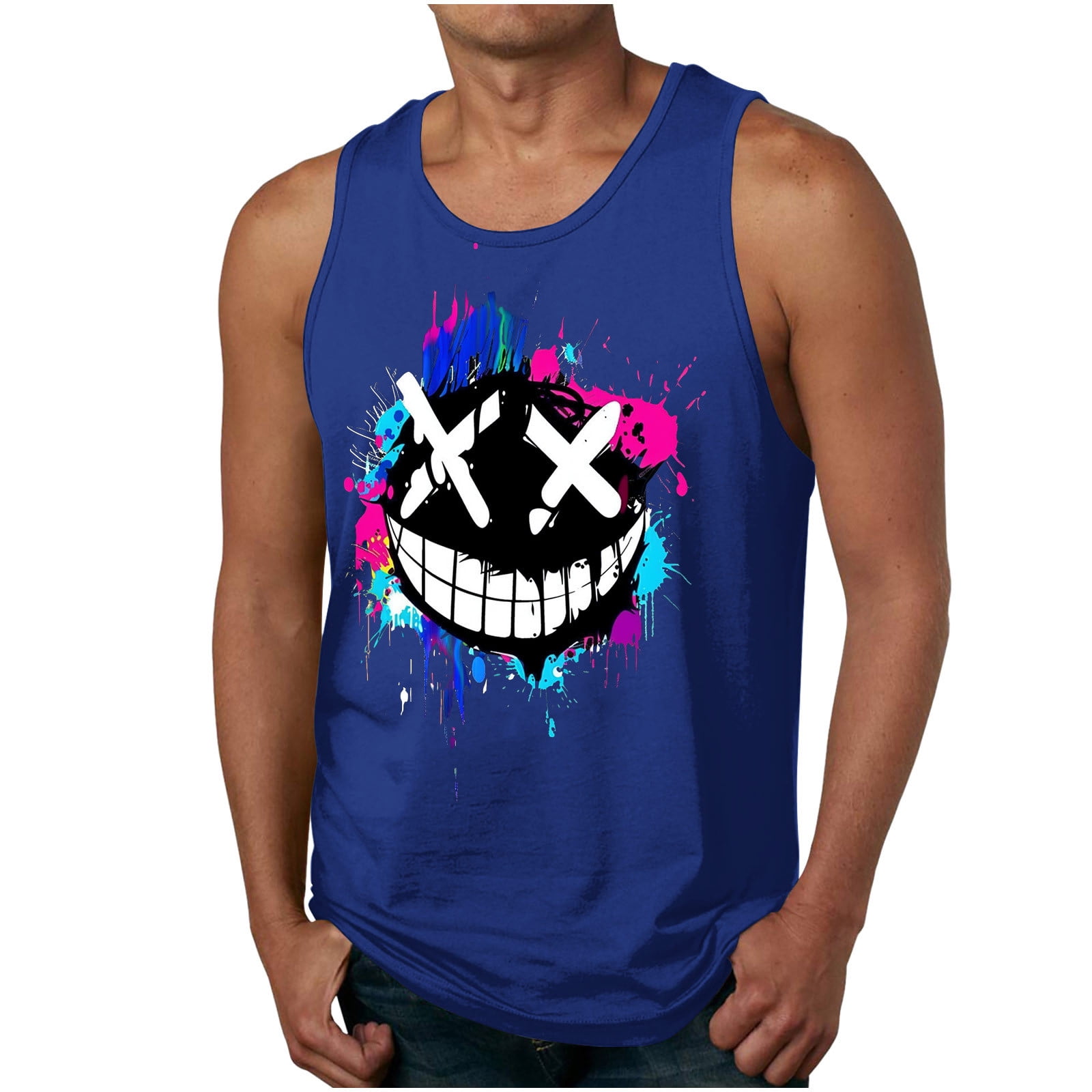 Dagegui Mens 3D Printed Tank Tops Funny Face Tooth Graphic Tees Plus ...