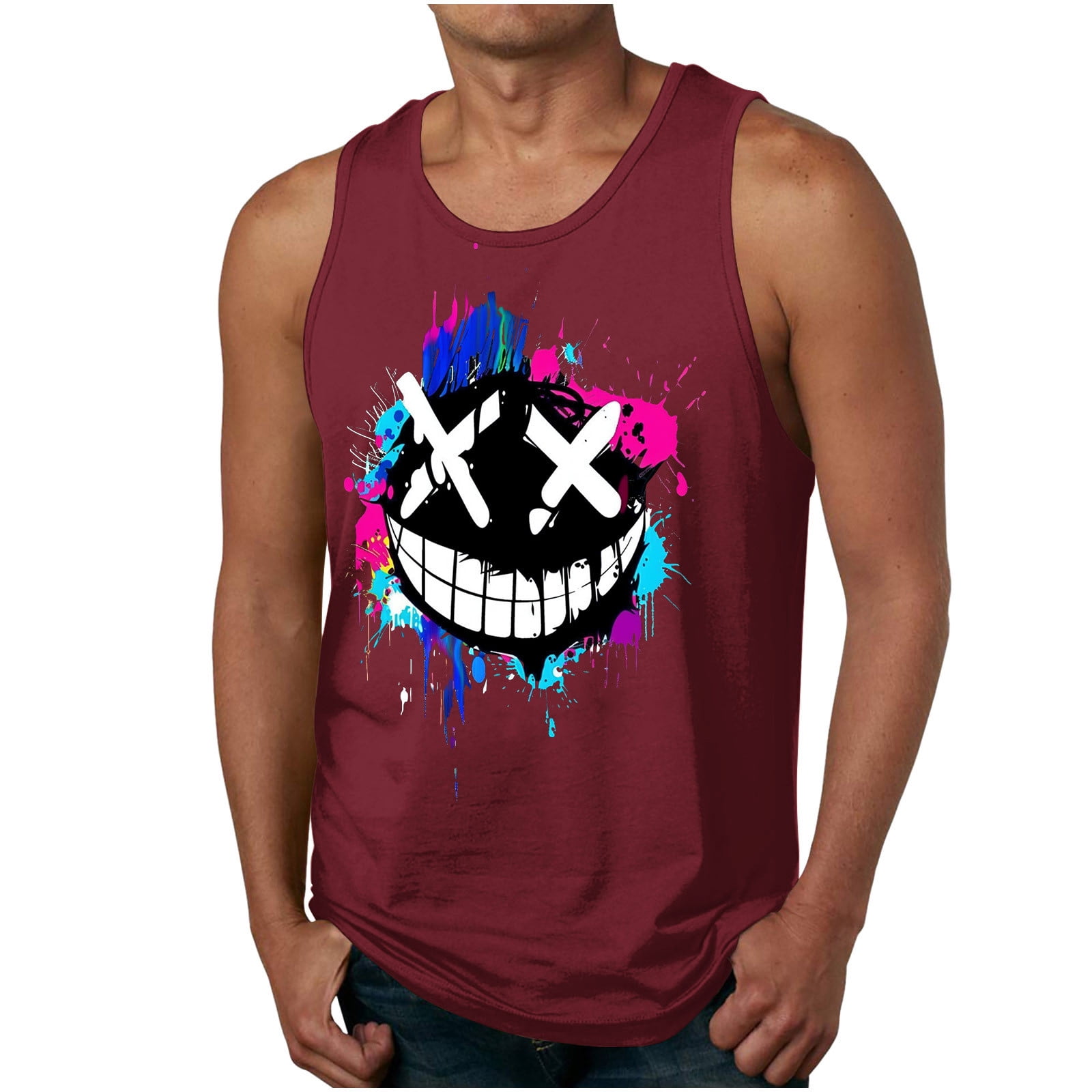 Dagegui Mens 3D Printed Tank Tops Funny Face Tooth Graphic Tees Plus ...